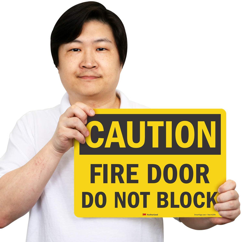 SmartSign Caution - Fire Door, Do Not Block 3M Reflective Label | Wayfair