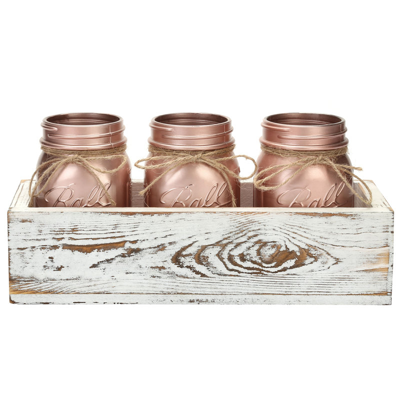 Gracie Oaks 3 Piece Mason Jar Flatware Caddy & Reviews | Wayfair