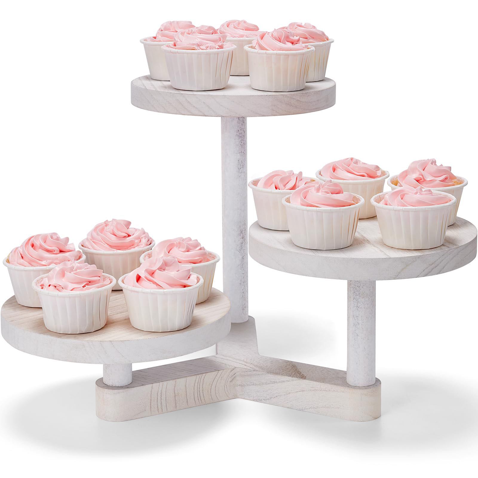 Orren Ellis 3 Tiered Cupcake Stand, Farmhouse Wedding Cupcake Stand ...