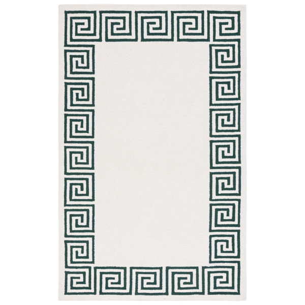 Mercer41 Diljana Hand Tufted 80% Wool And 20% Cotton Greek Key Border ...