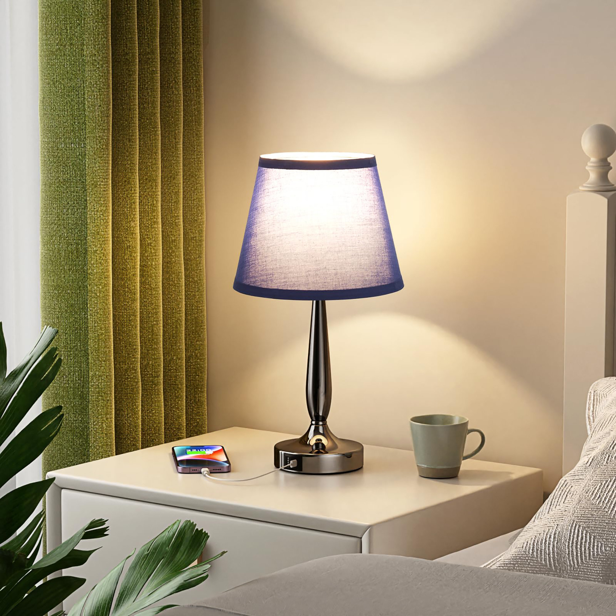 Ivy Bronx Small bedside lamp with USB C charging port - Wayfair Canada