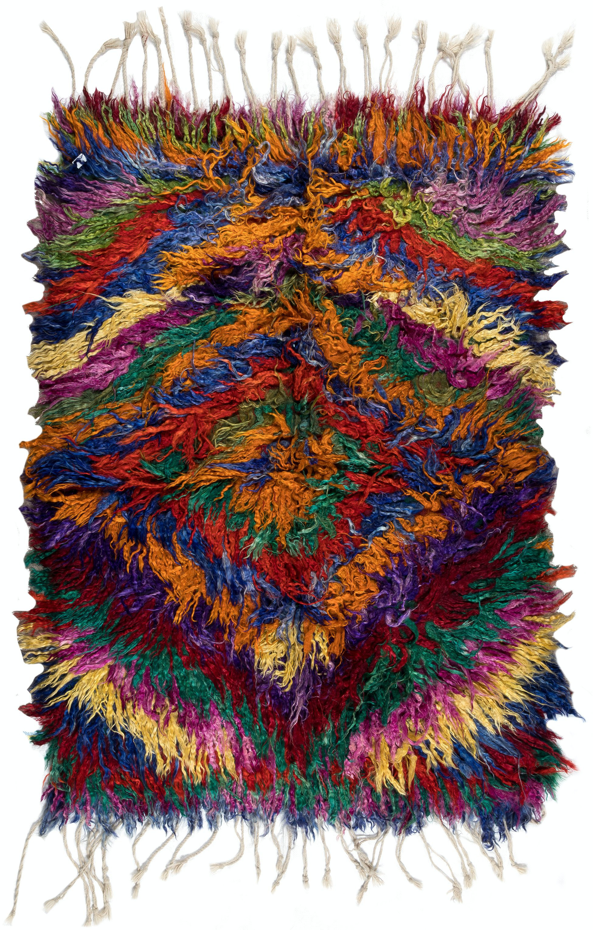 Dakota Fields Multicolor Handmade Shag Pile Tulu Rug with Fringe ...