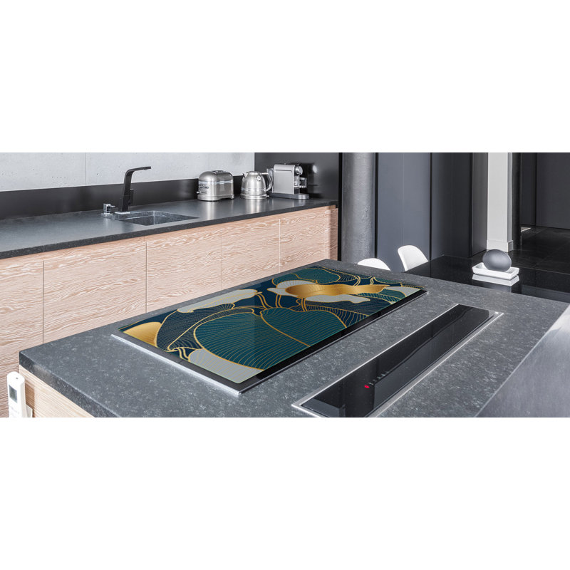 Festive Fit Home Stove Top Cover- Gold and Teal Palms Noodle Board ...