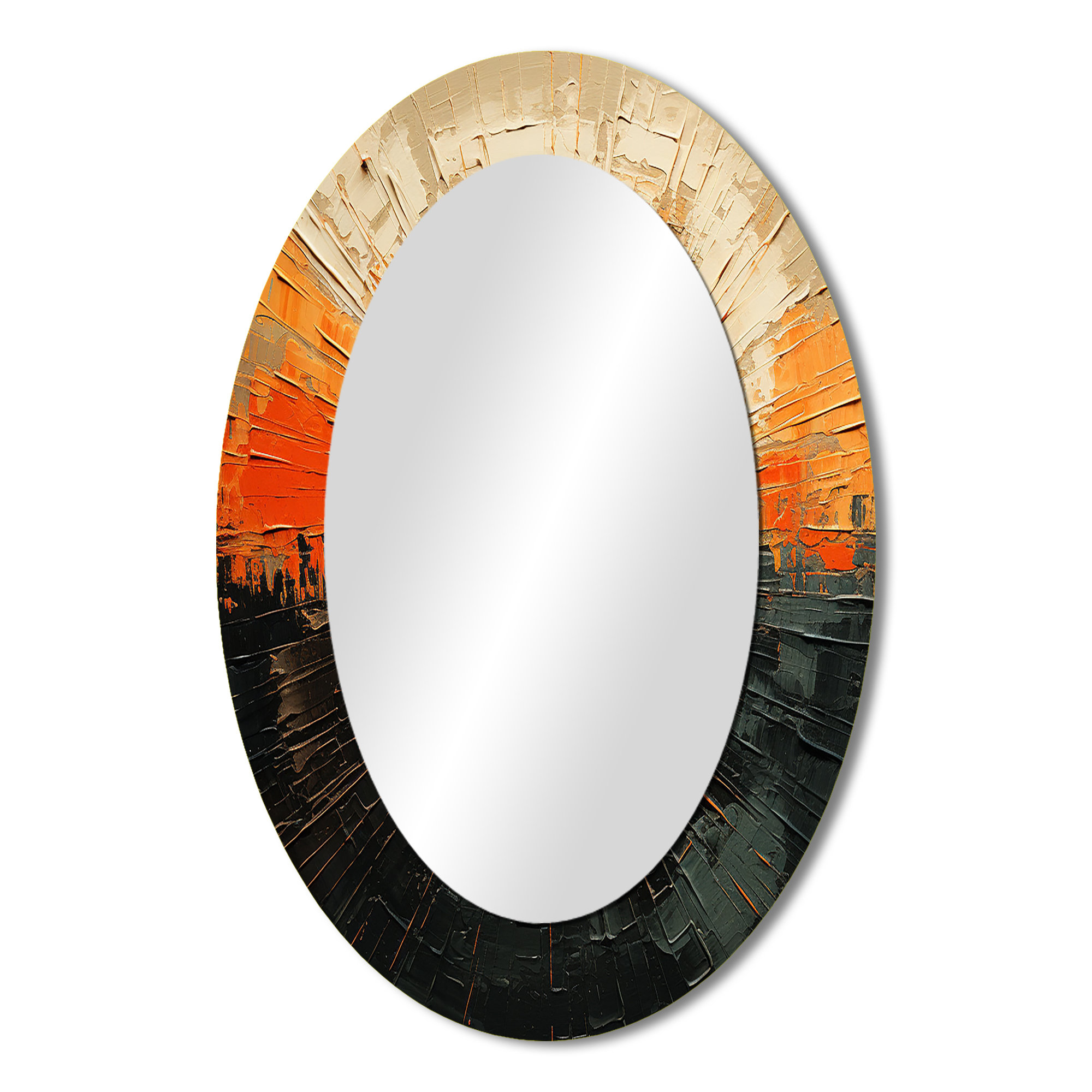 Dakota Fields Black And Beige Sunset Reverie - Landscapes Oval Decorative Mirror On Metal | Wayfair