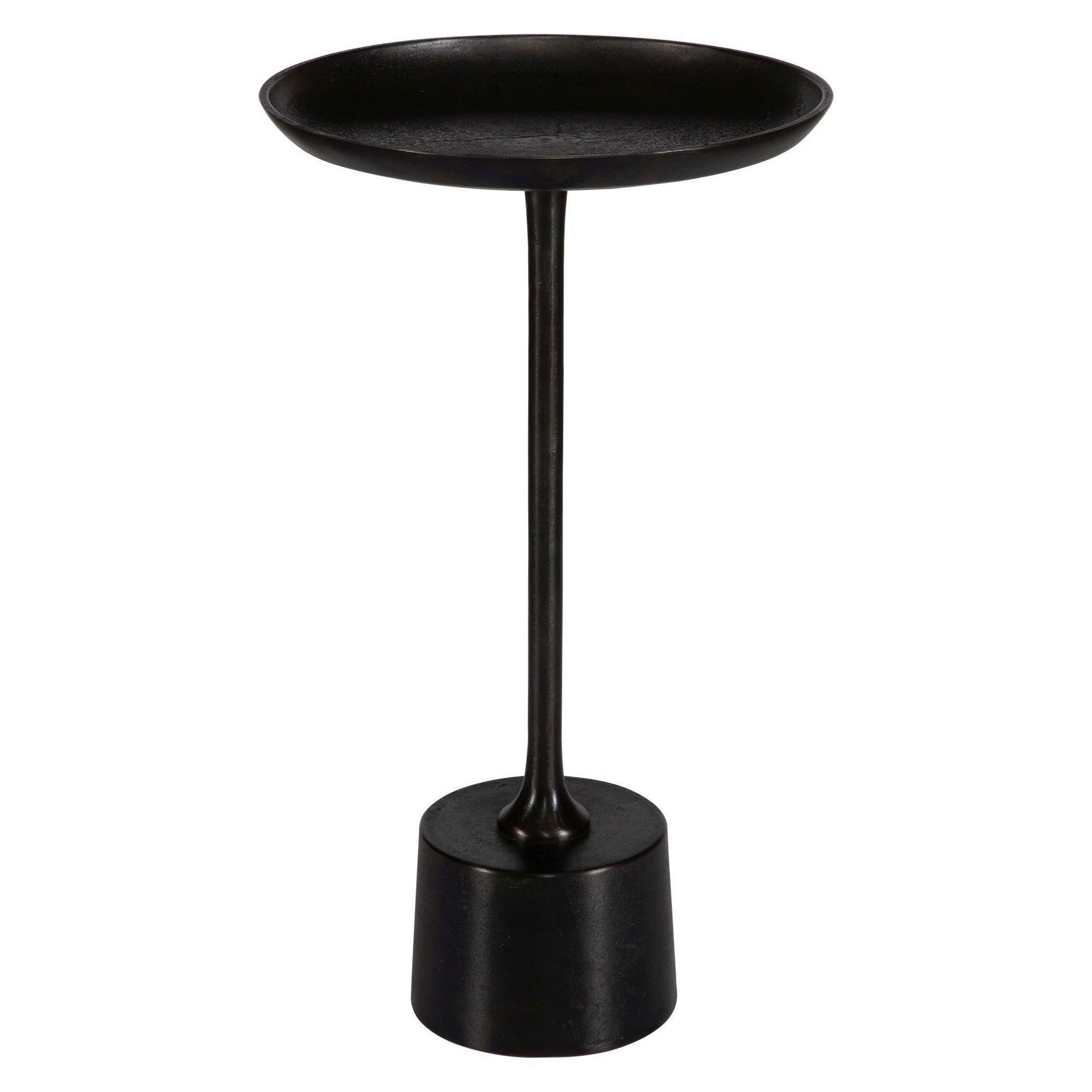 Benjara Accent Drink Table, 13 Inch Round Tray Top, Tapered Aluminum ...