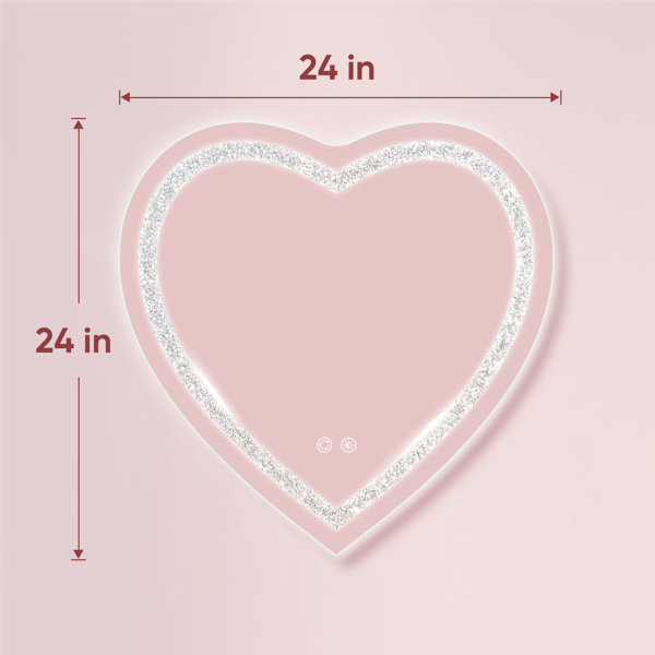 Wrought Studio™ Heart-Shaped LED Lighted Wall Mounted Vanity Mirror ...