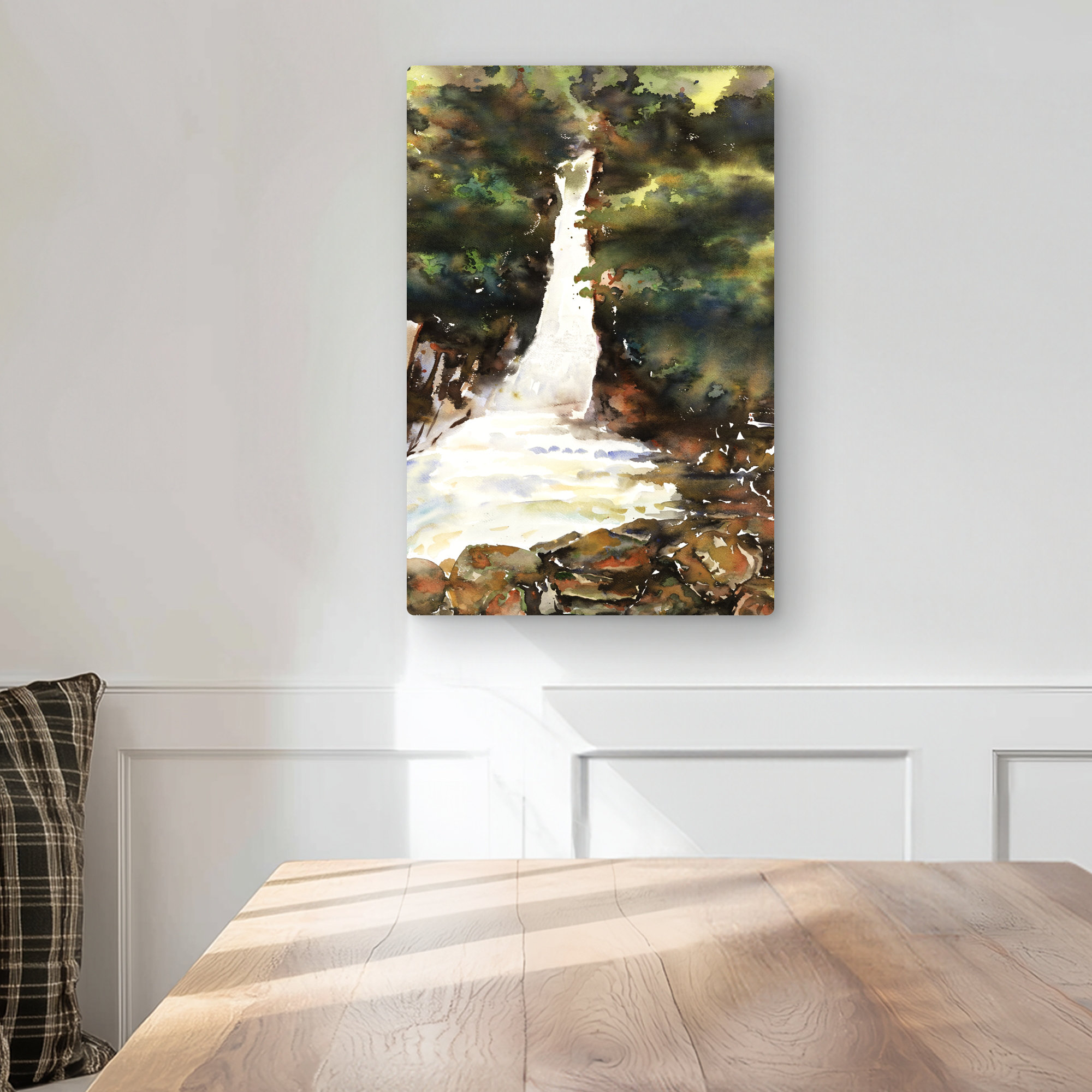 Lark Manor™ Watercolor Waterfalls - Green Metal Print for Bedroom Decor ...