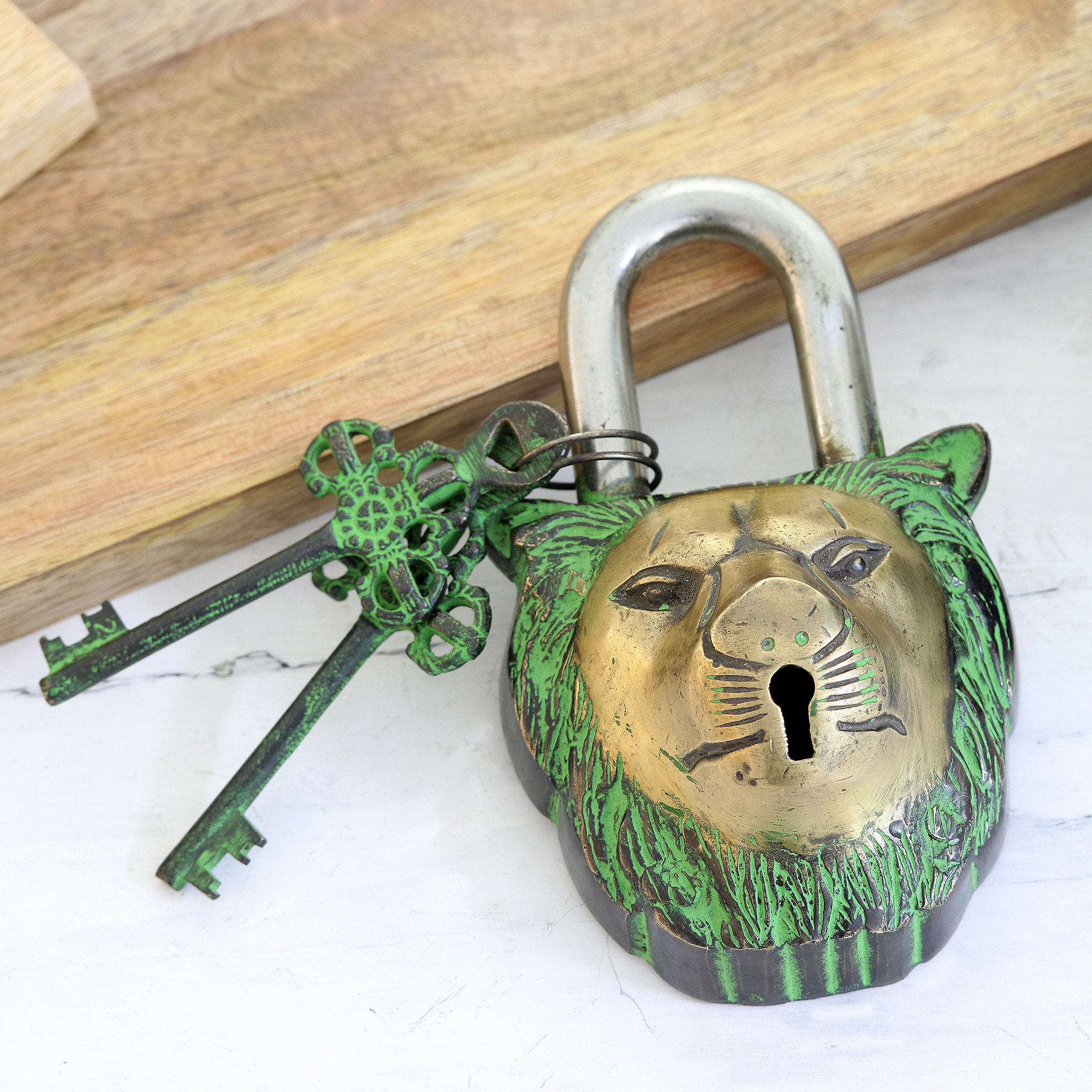 Bungalow Rose Felicha Handmade Hear Me Roar Brass Padlock and Key Set ...