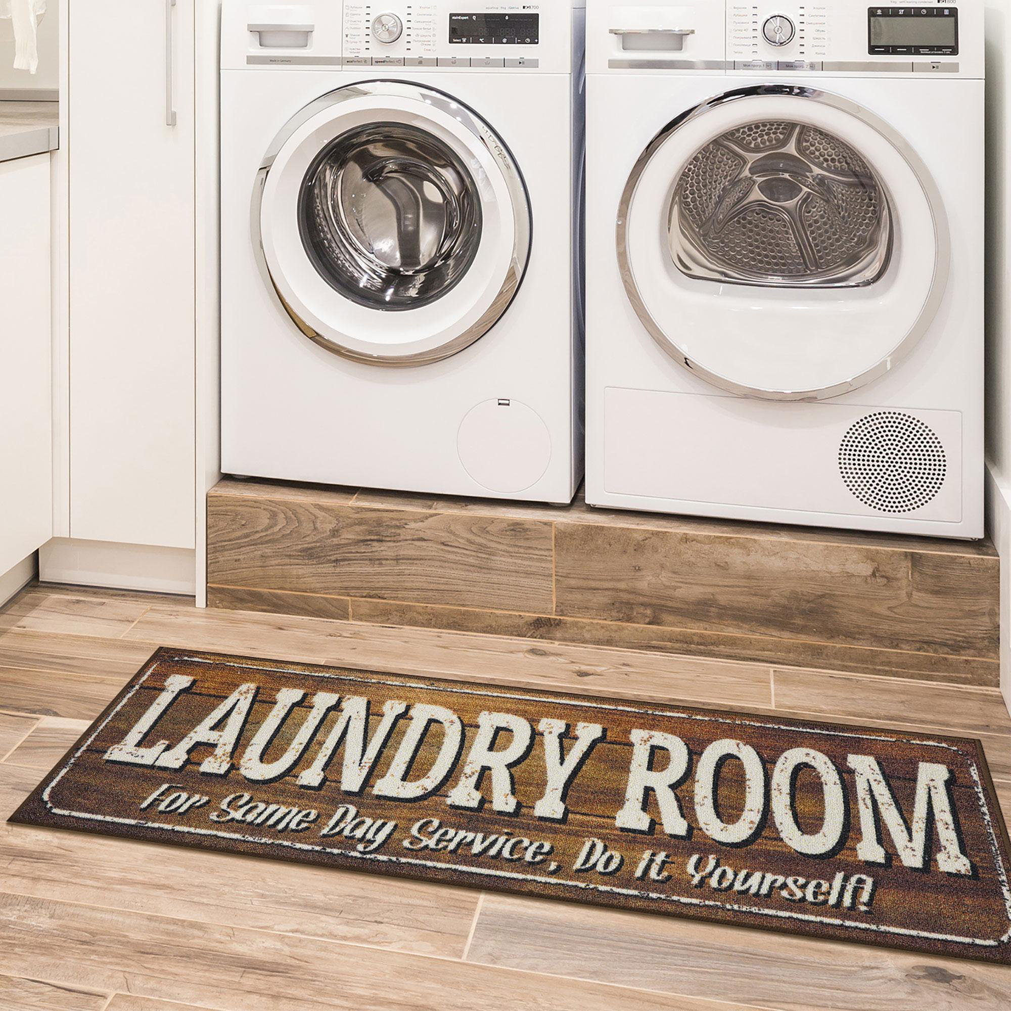 Ottomanson Machine Washable Non-Slip Rubberback Laundry Room Runner Rug ...