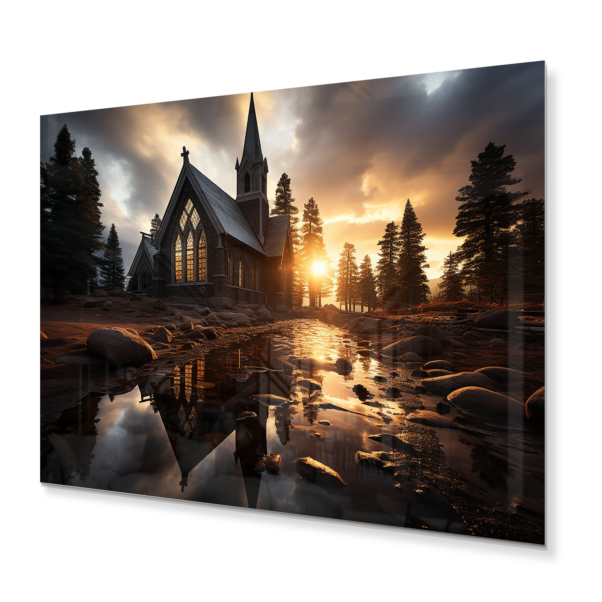 Winston Porter Landscape Church Heavens Embrace - Spiritual Metal Wall ...