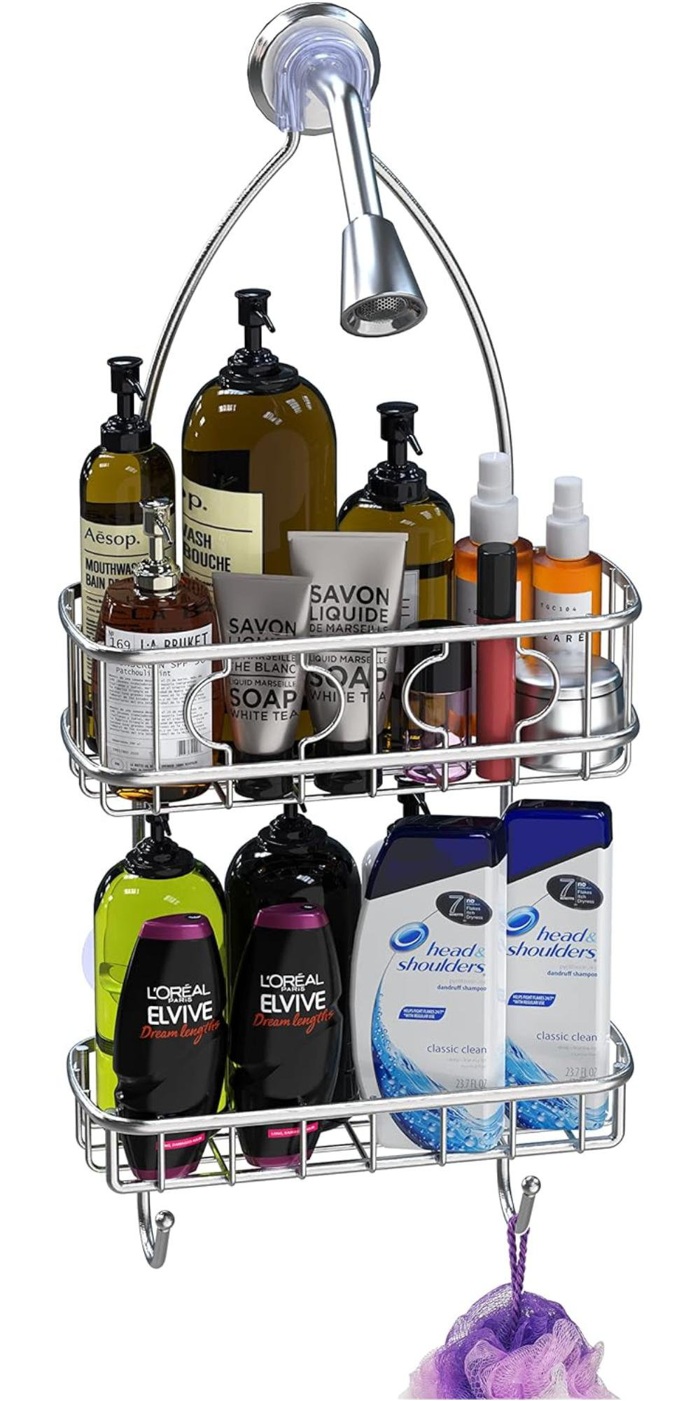 Rebrilliant Stainless Steel Bathroom Hanging Shower Head Caddy ...