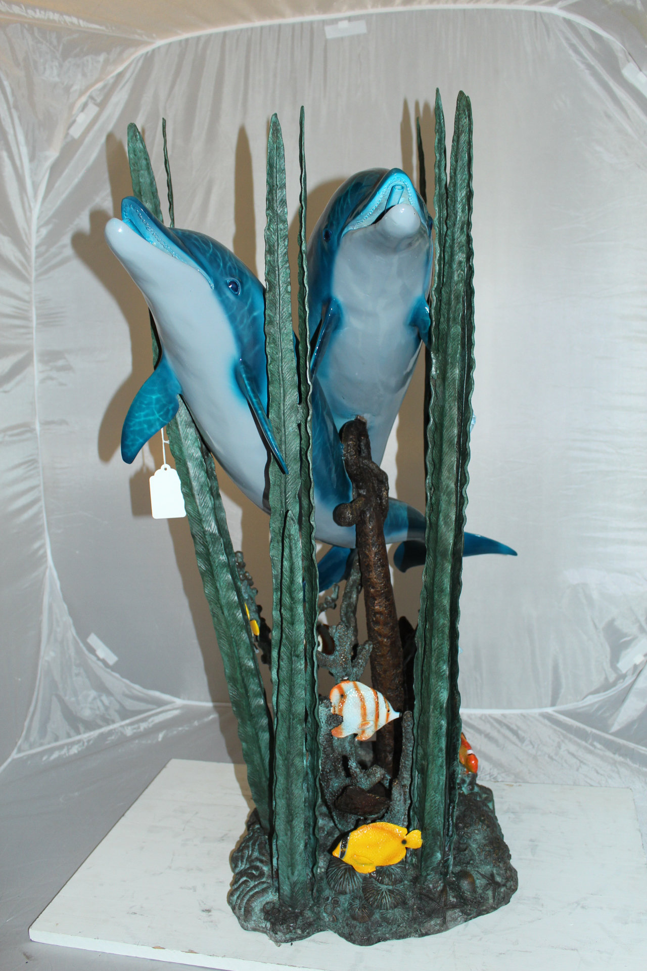 Nifao Statues Metal Two dolphins w small fish fountain Bronze Statue ...