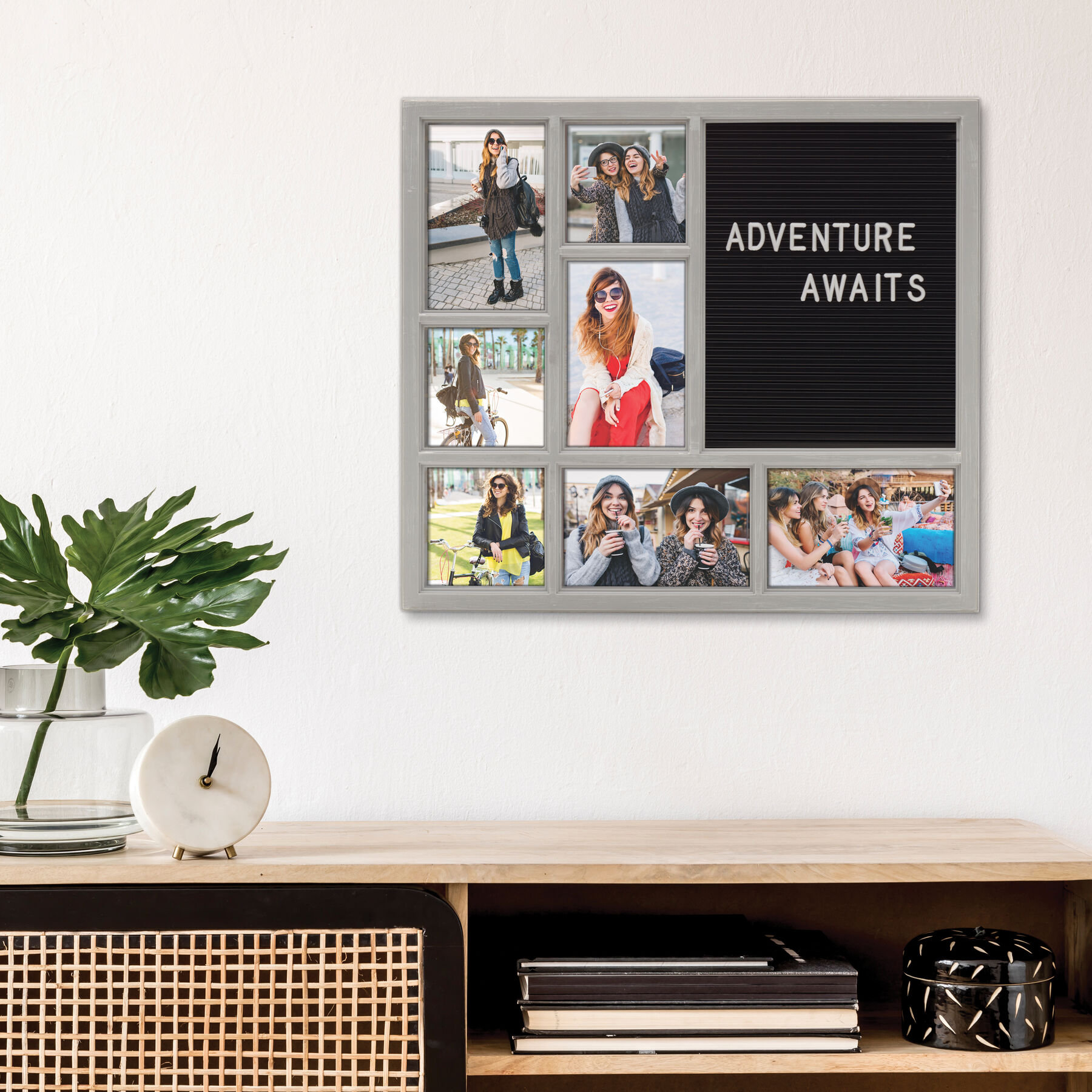 MELANNCO Customizable Letterboard 7-Opening Photo Collage, 15 x 17 inch ...