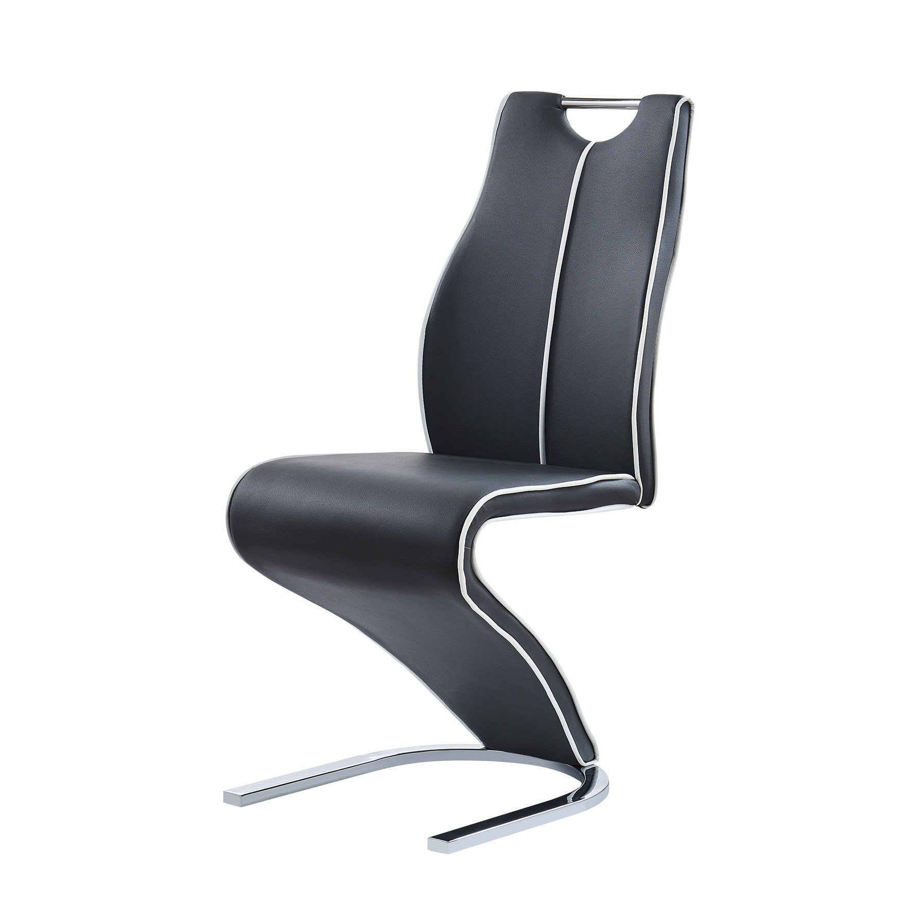 Orren Ellis 2 Grey Dining Chairs - Zigzag Intriguing Half Moon Metal ...