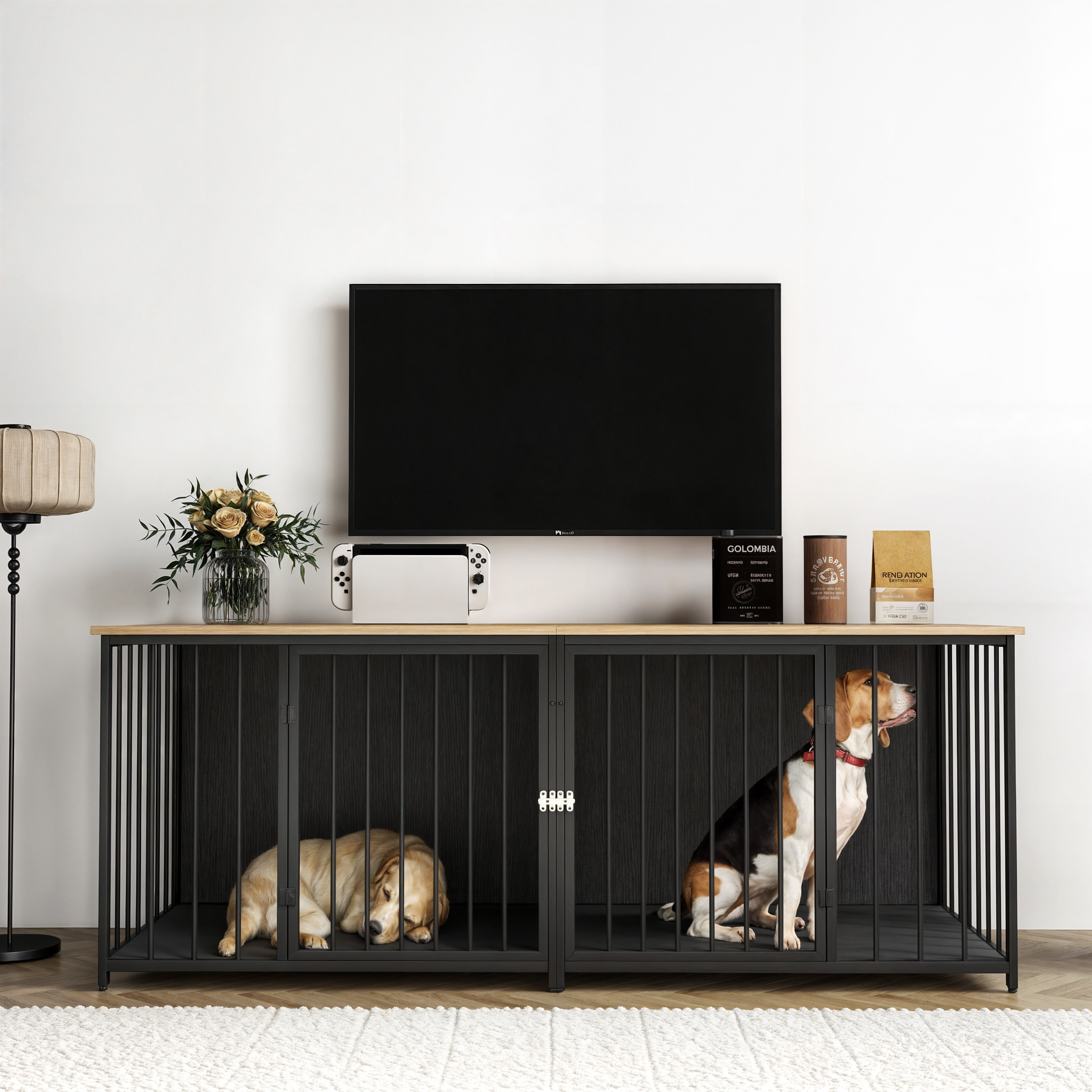 Archie & Oscar™ Archie & Oscar 80" W 2-In-1 Doublen Large Dog Crate ...