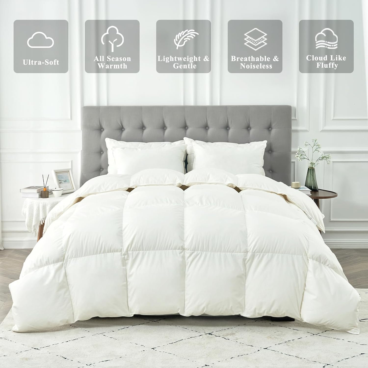 ValenciaLuxe All-Season High Fill Power Feather Down Comforter 100% ...
