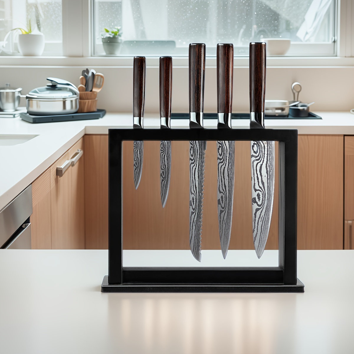 Dockorio Damascus With Transparent Knife Block | Wayfair