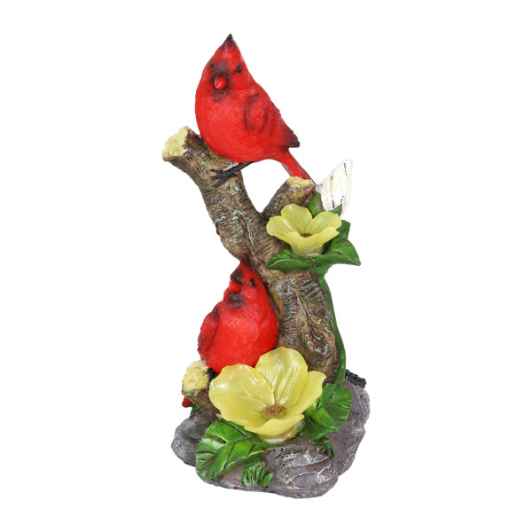 Exhart Cardinals with Solar Flowers on a Branch Hand Painted Garden ...