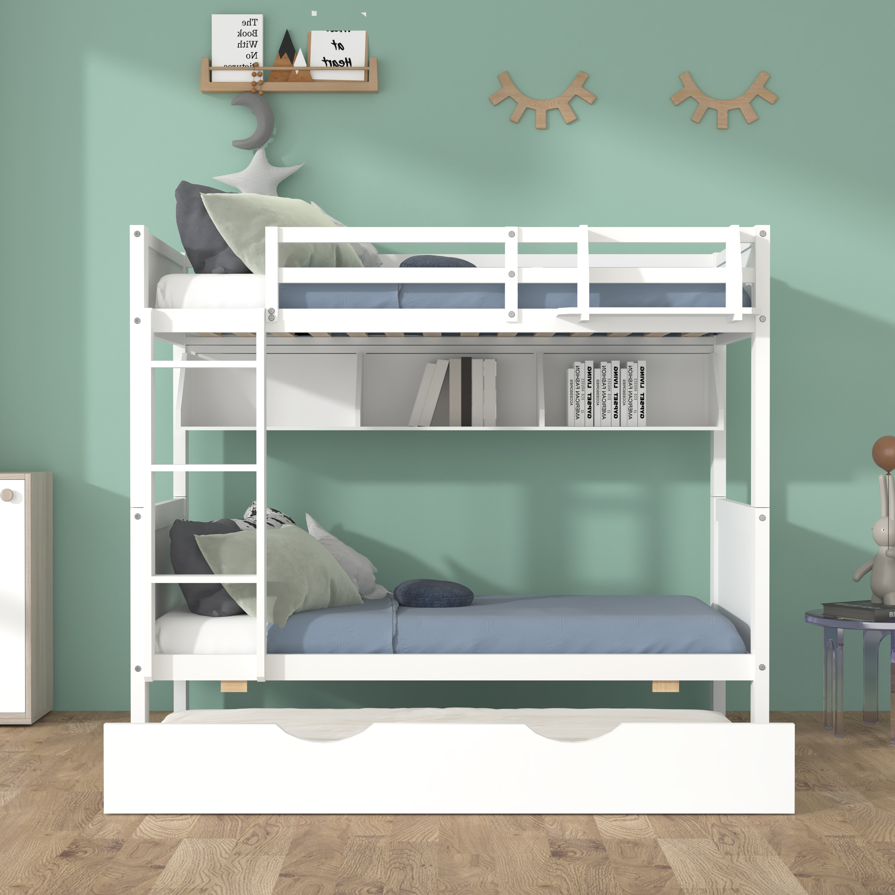 Harriet Bee Hariklia Kids Full Over Full Bunk Bed with Trundle | Wayfair