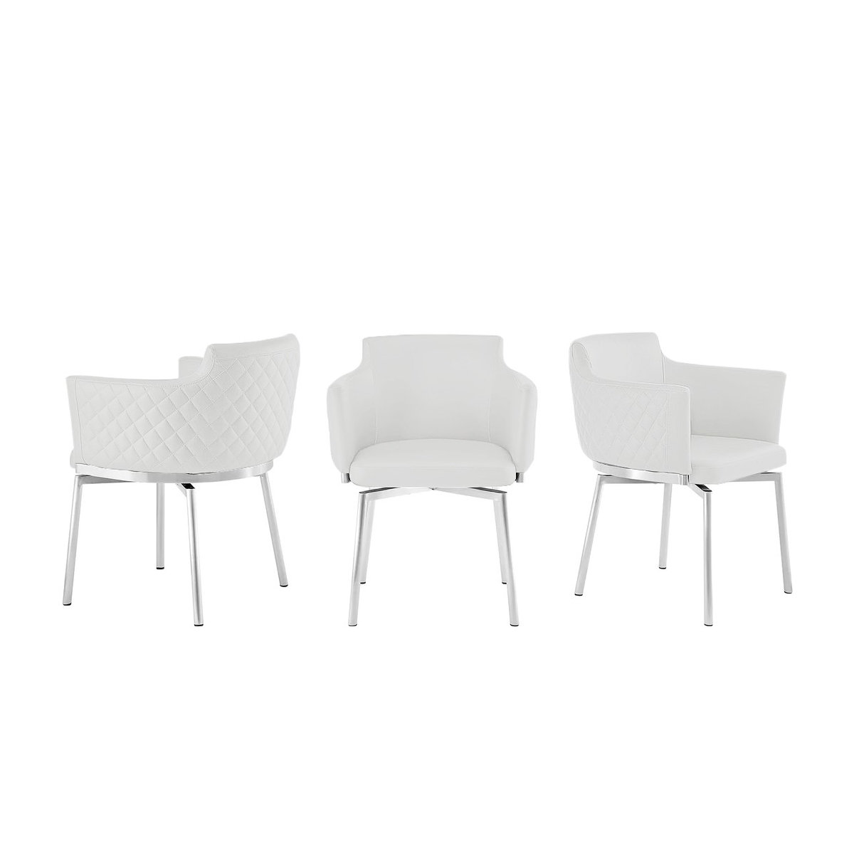 Ivy Bronx Rison 180 Swivel Arm Dining Chair In White Pu-Leather. | Wayfair