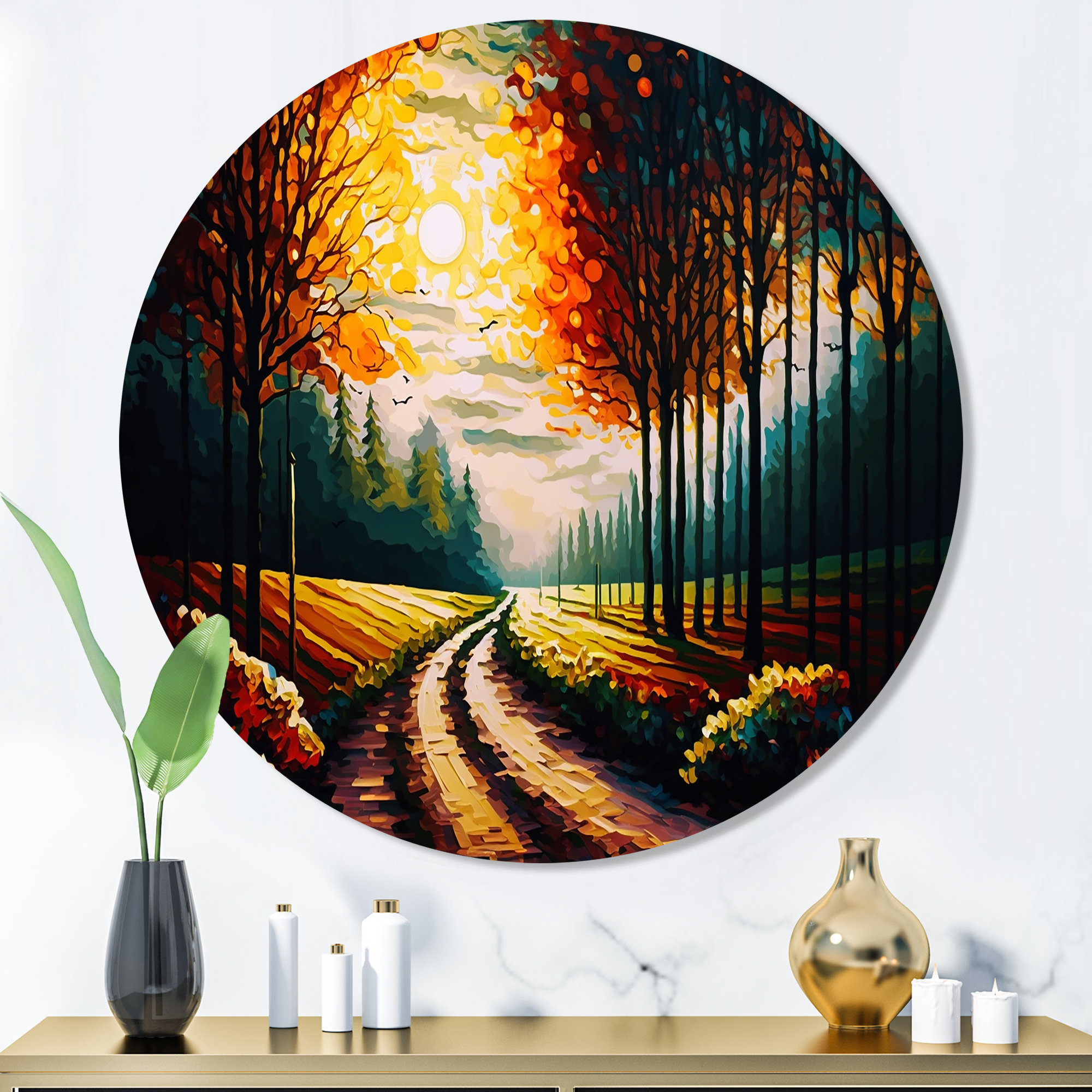 Red Barrel Studio® Colorful Path Through The Forest II - Forest Round ...
