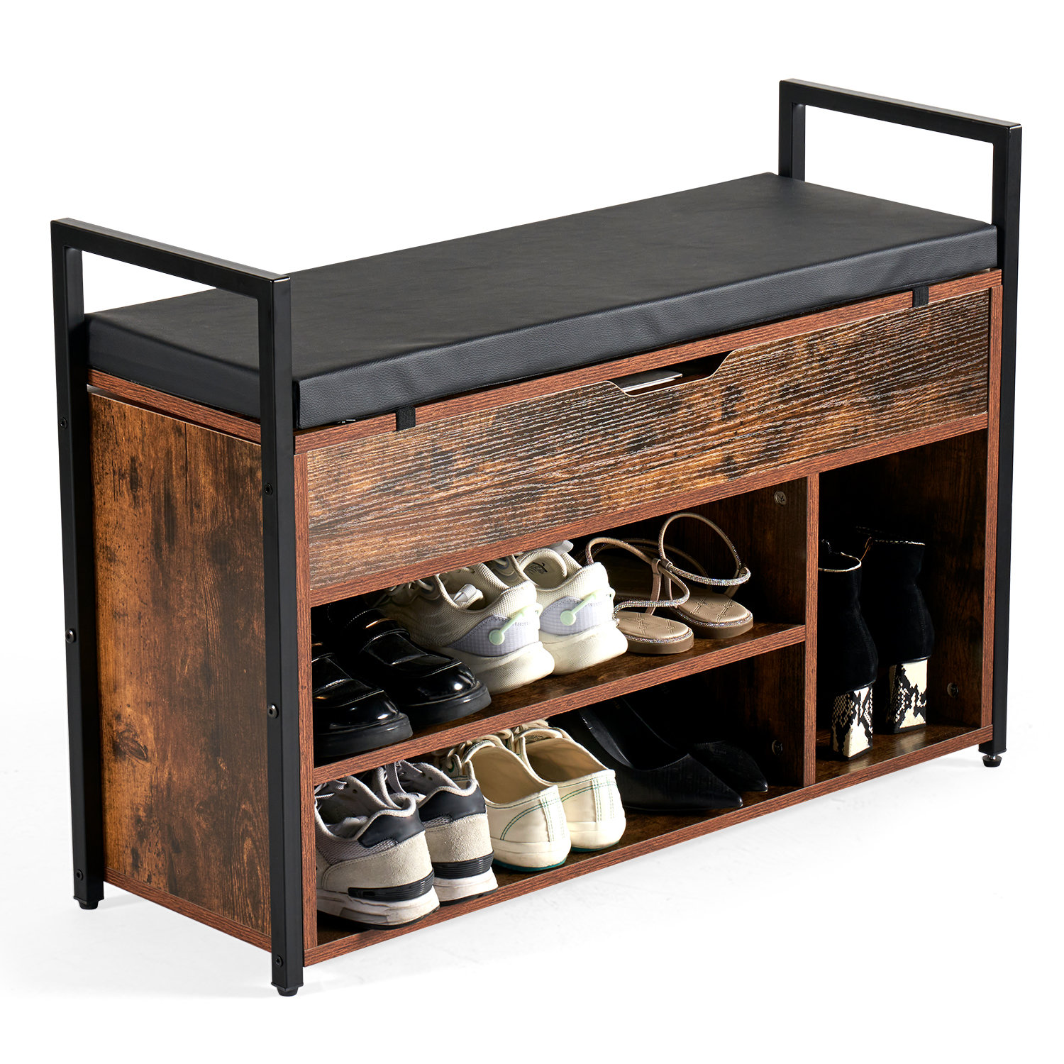 17 Stories Shoe Bench, Lift Top Shoe Storage Bench, Adjustable Shelf ...