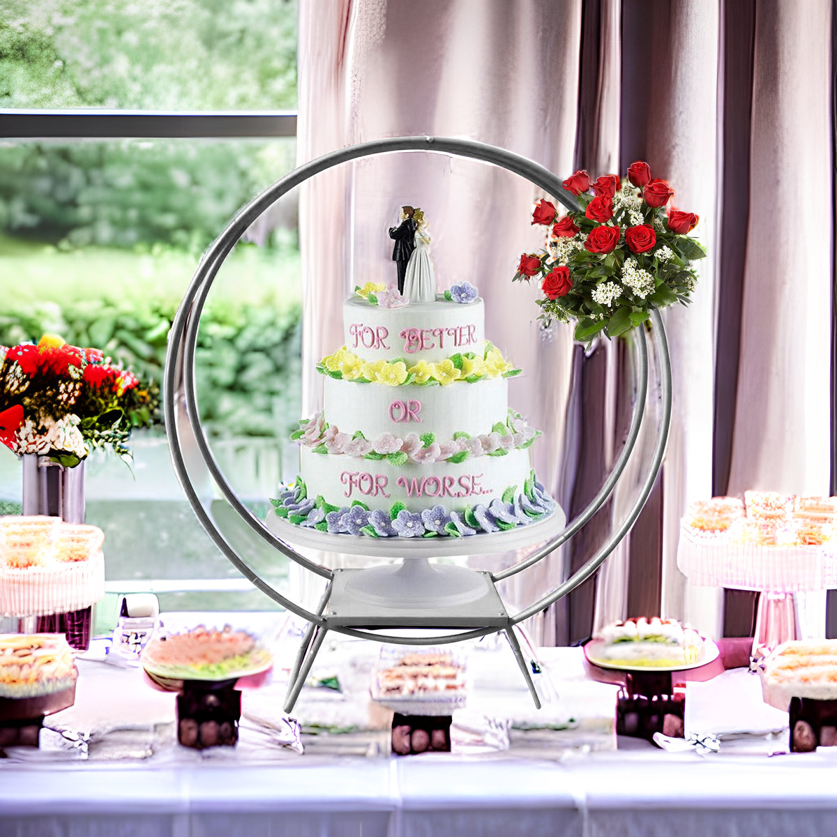 Lomana 80Cm Wedding Cake Stand Flower Stand Floral Hoop Wedding Decor ...