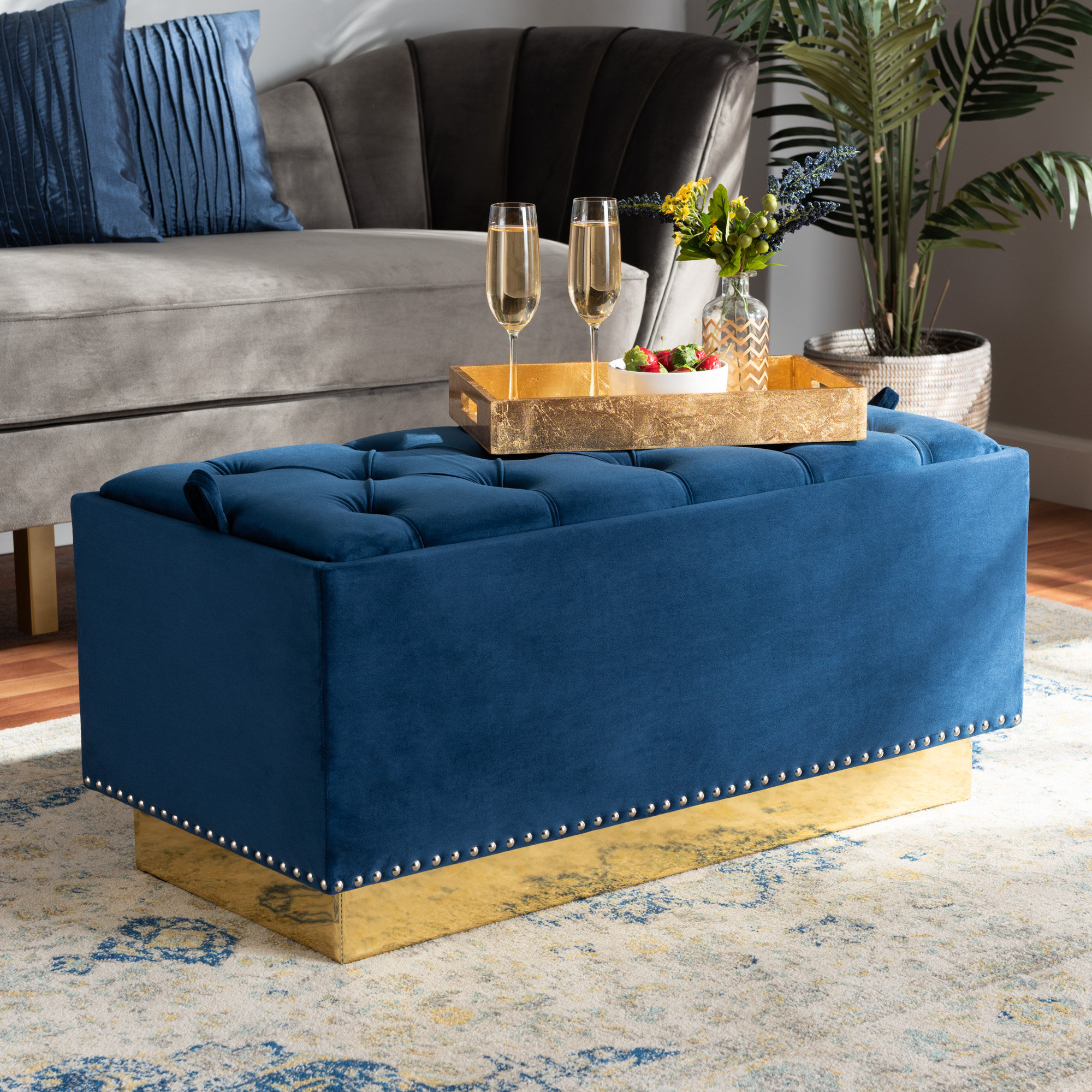 Blue Elephant 88.9cm Wide Tufted Rectangle Solid Colour Standard ...