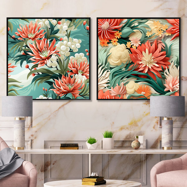 Design Art Tropical Coastal Escape Coastal Pattern - Floral Square ...