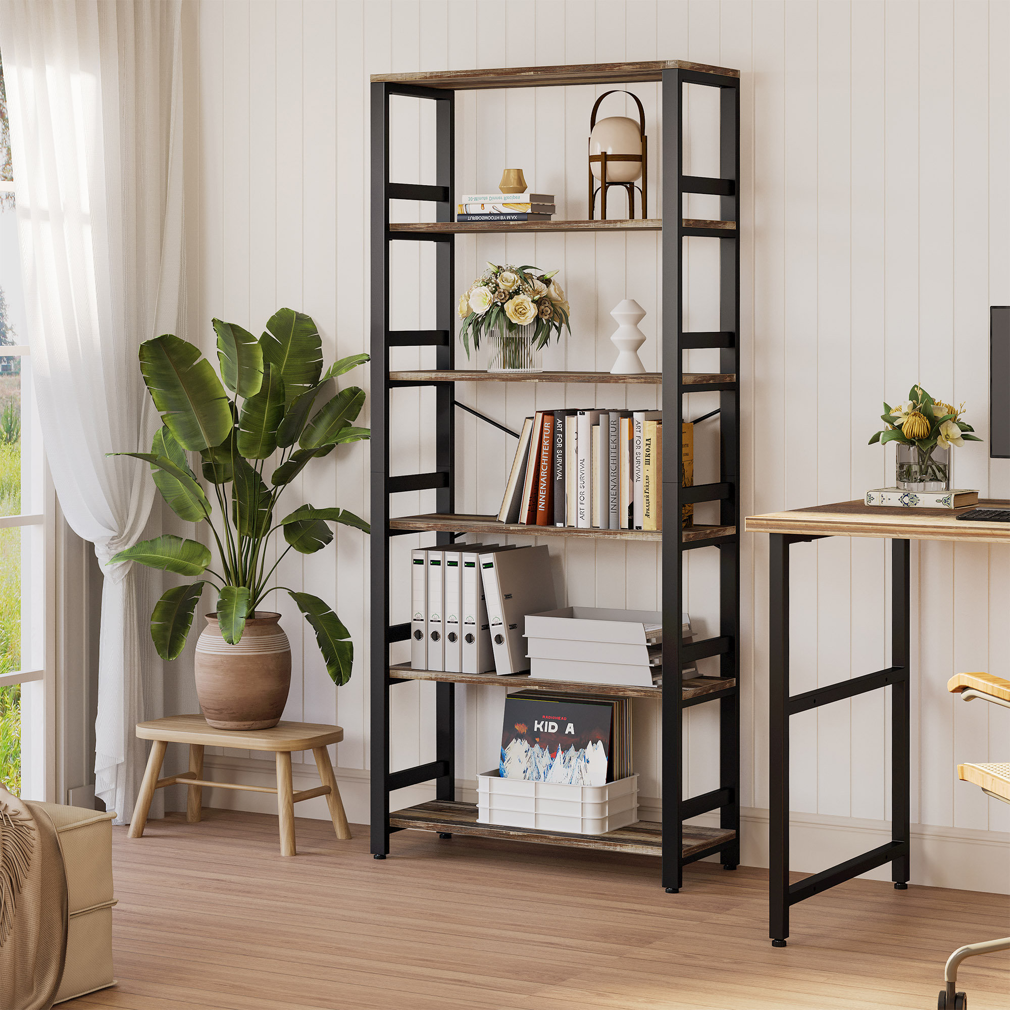 17 Stories Bookshelf, 31.5In Wide Shelf 6 Tier Bookcase, 110Lbs/Shelf ...