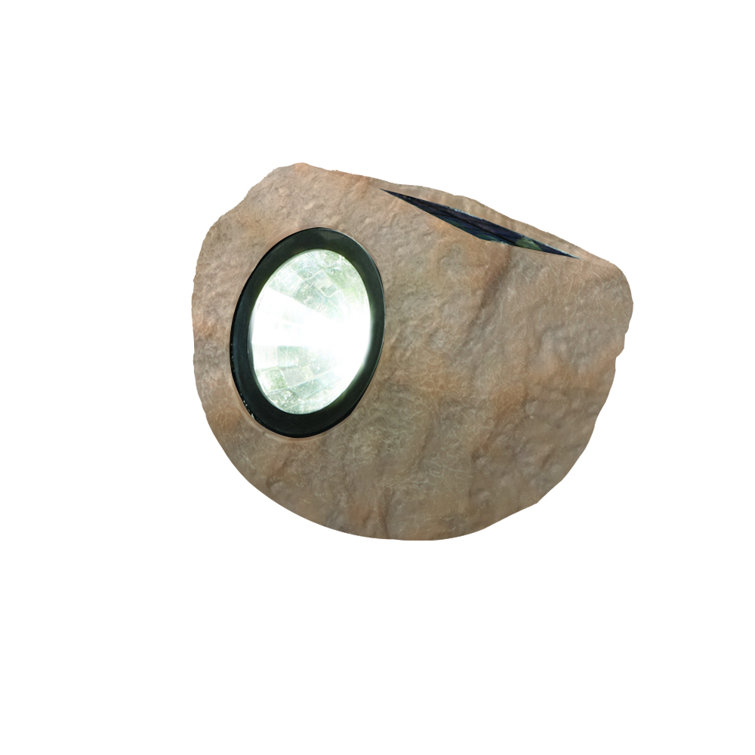 DeckImpressions Sandstone Solar Powered Integrated LED Rock Light ...