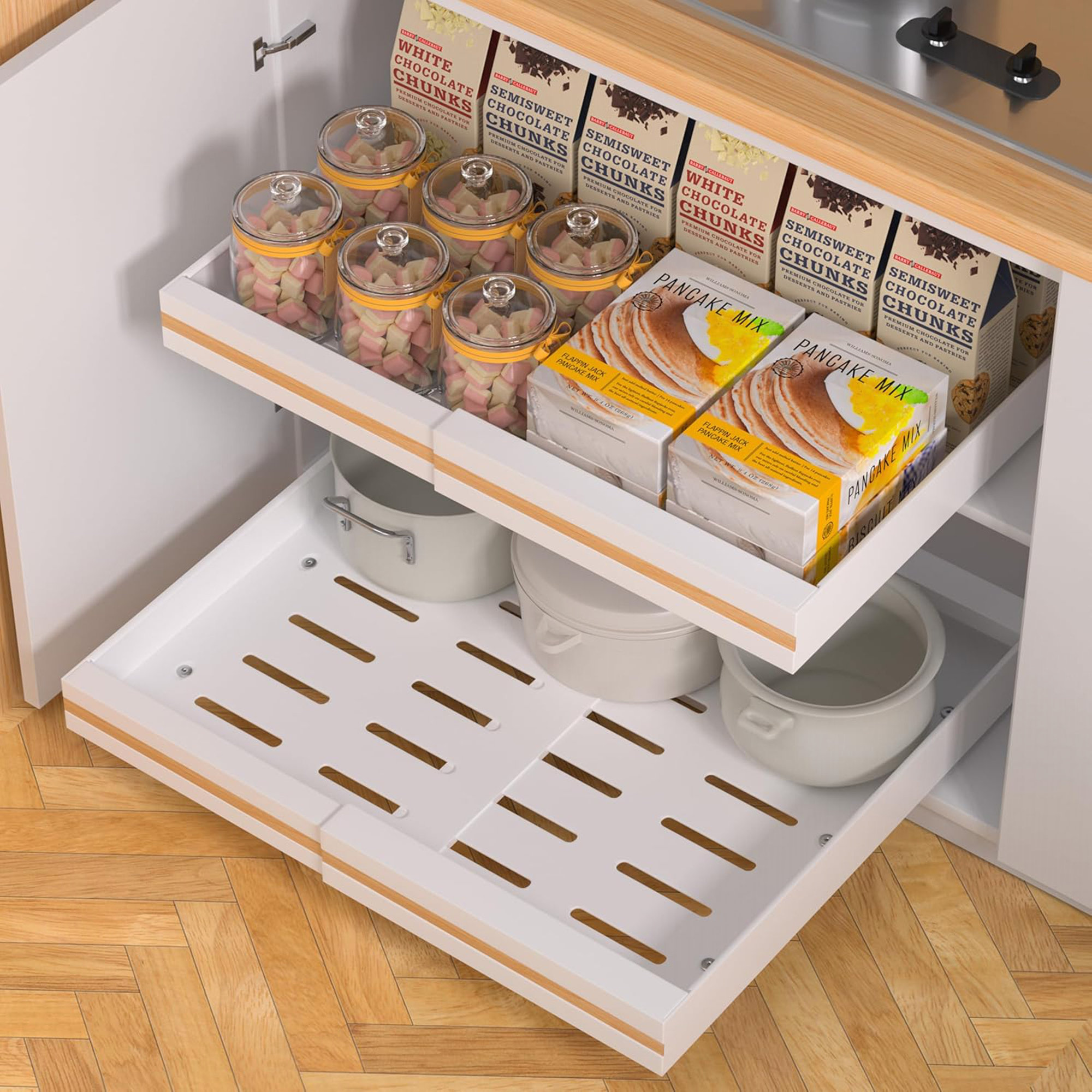 Rebrilliant 2-Pack 21" Deep Pull Out Cabinet Organizers - Heavy-Duty ...