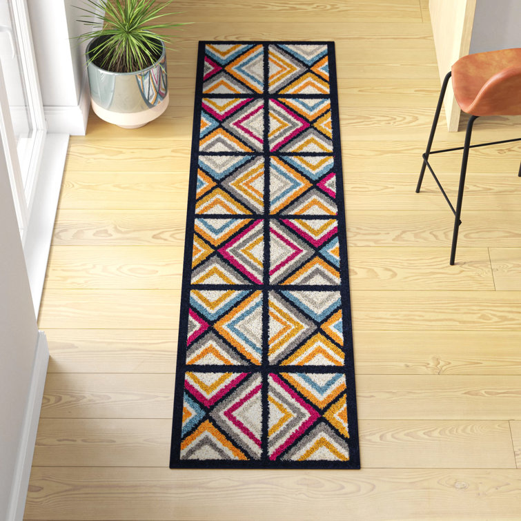 Langley Street Yazmin Tufted Dark Blue/Pink/Yellow Rug & Reviews ...