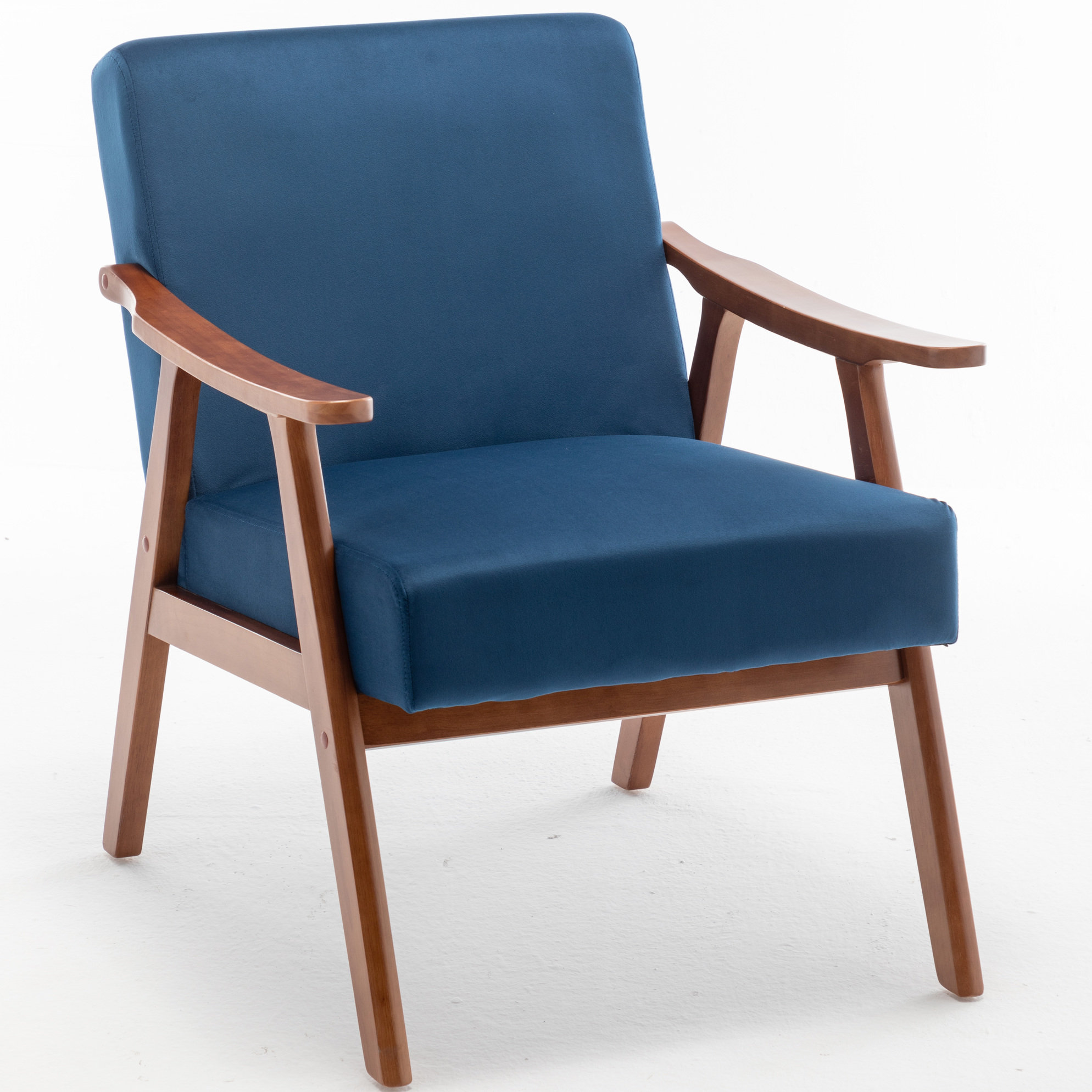 Hokku Designs Mid-Century Modern Accent Chair, Strong Solid Wood Base ...