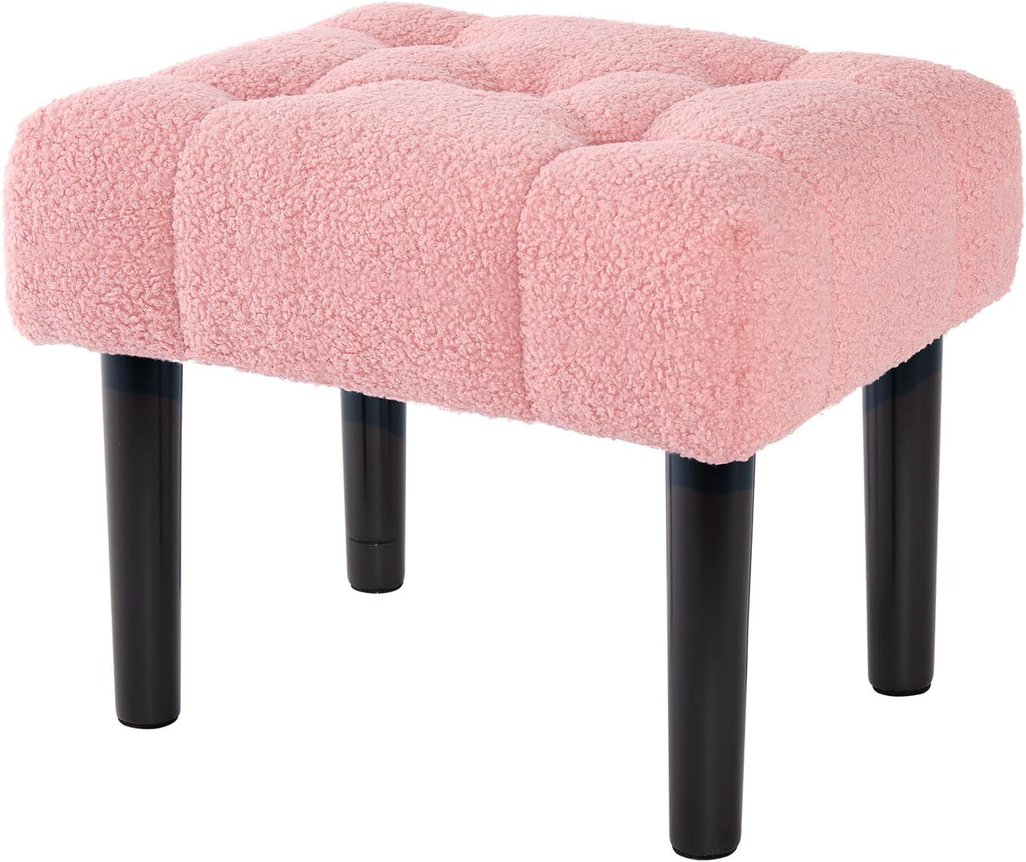 Latitude Run® Fur Padded Foot Stool, Small Ottoman Foot Rest With ...