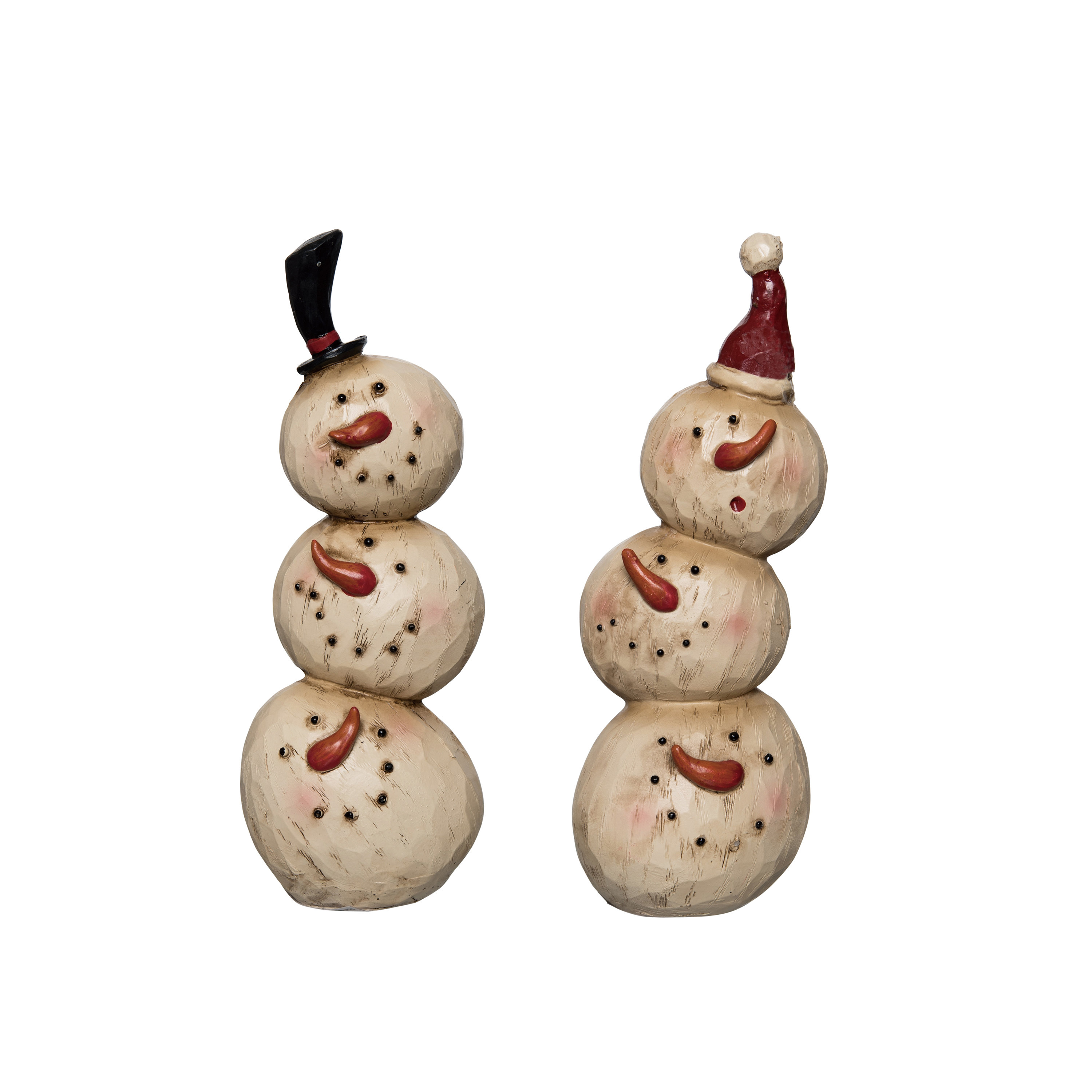The Holiday Aisle® Christmas Resin Rustic Snowman Stack Decor Set of 2 ...