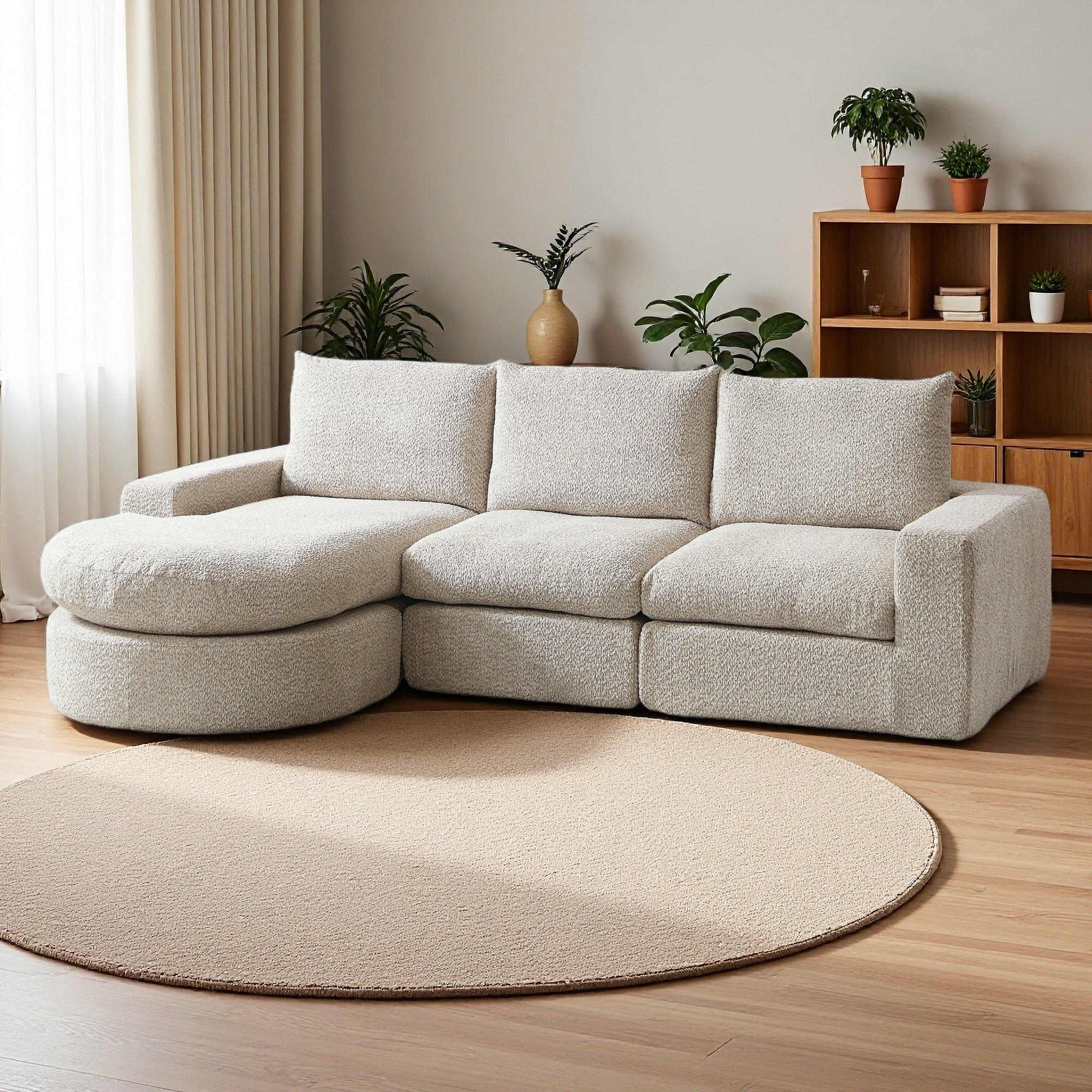 Ebern Designs 99-Inch Chenille Cloud Curved Sectional Sofa With Chaise ...