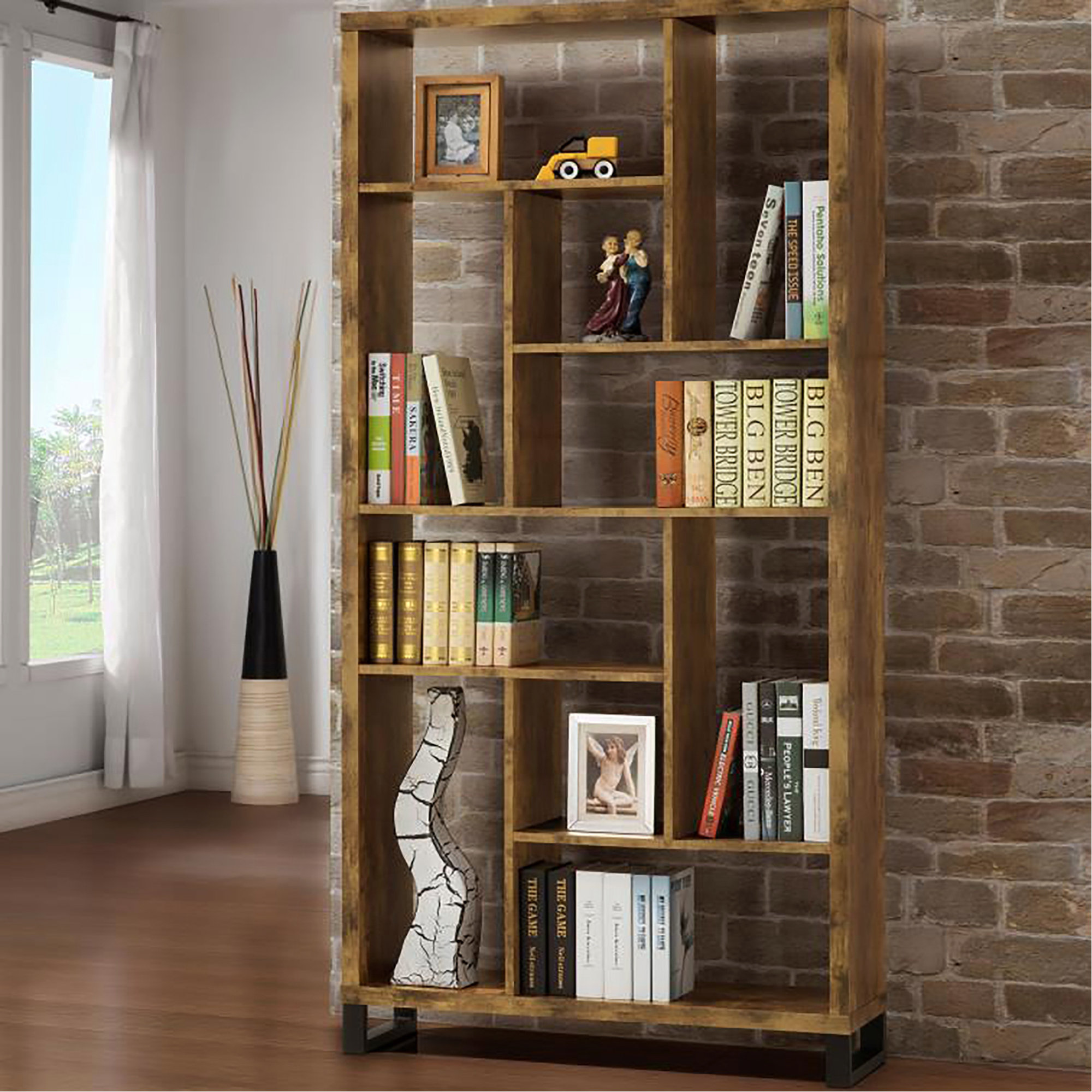 17 Stories Antique Nutmeg 6-Tier Rectangular Bookcase - Wayfair Canada