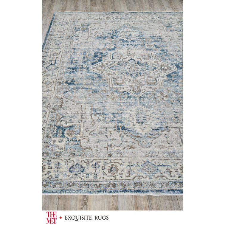 Exquisite Rugs The Met x Exquisite Rugs Blue/Beige Area Rug | Wayfair