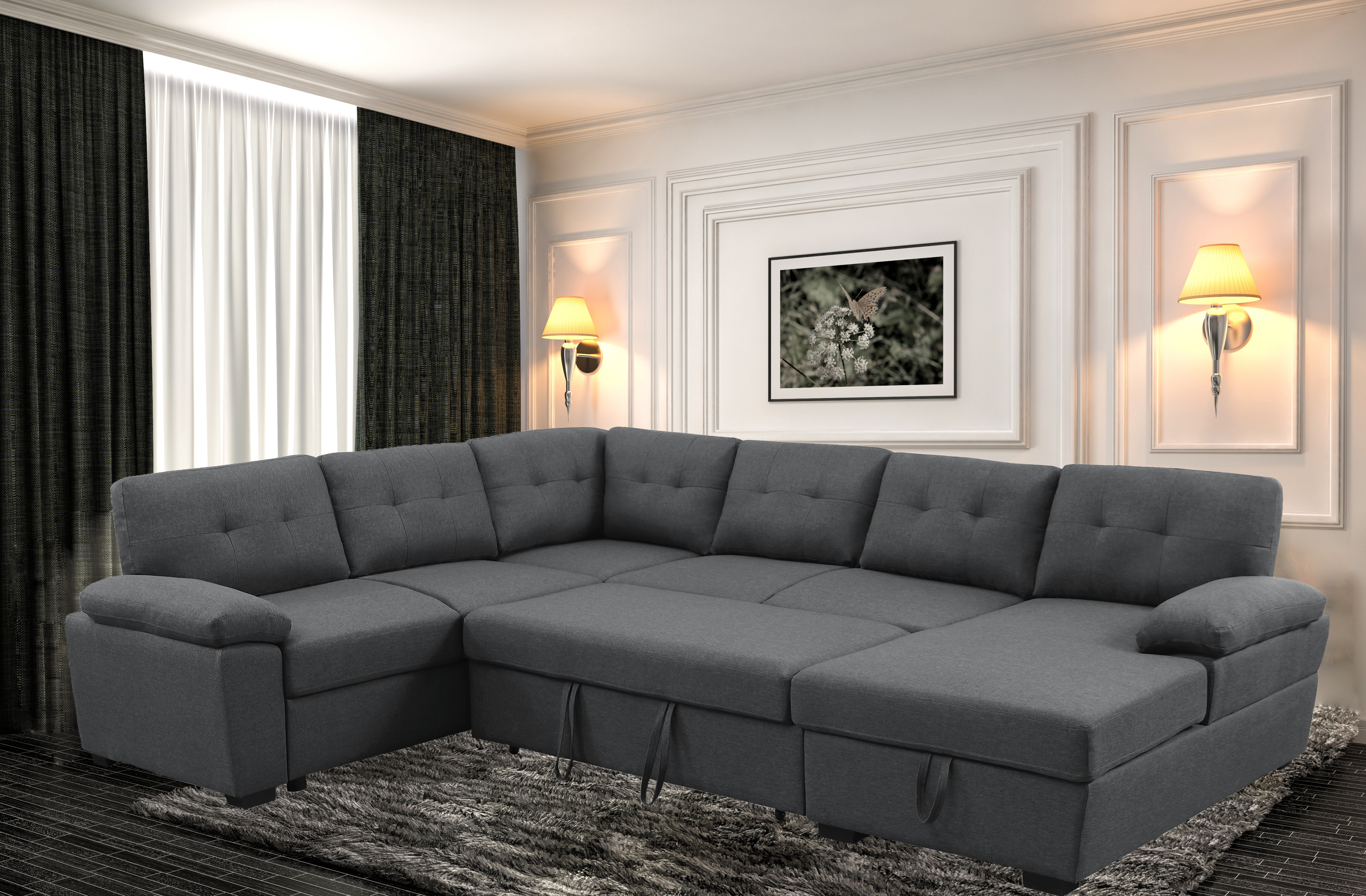 Latitude Run® Upholstered Sectional Sleeper Sofa & Chaise & Reviews ...