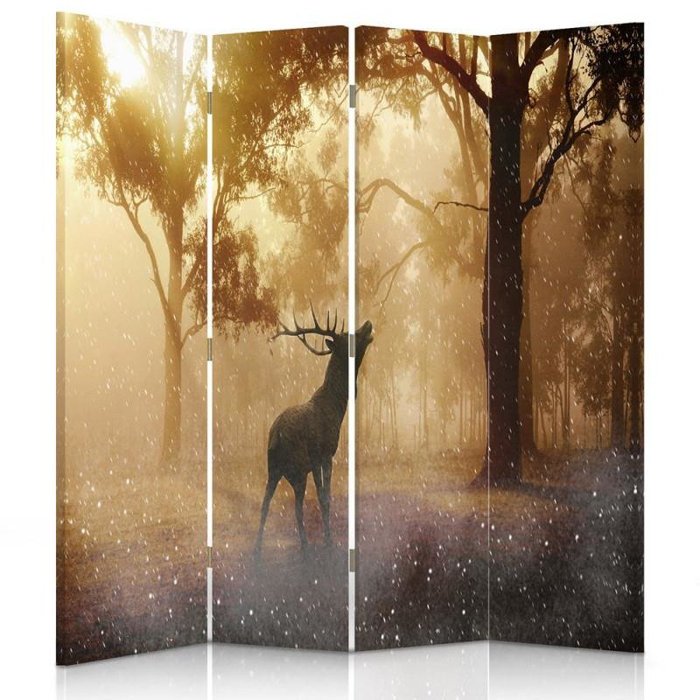 17 Stories Fletching 145cm W x 150cm H 4 - Panel Solid Wood Folding ...