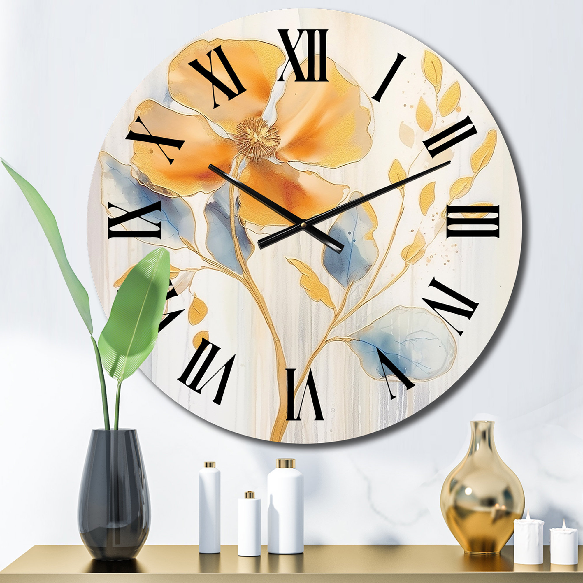 Design Art Yellow Blue Harmony In Chaos II Metal Wall Clock | Wayfair