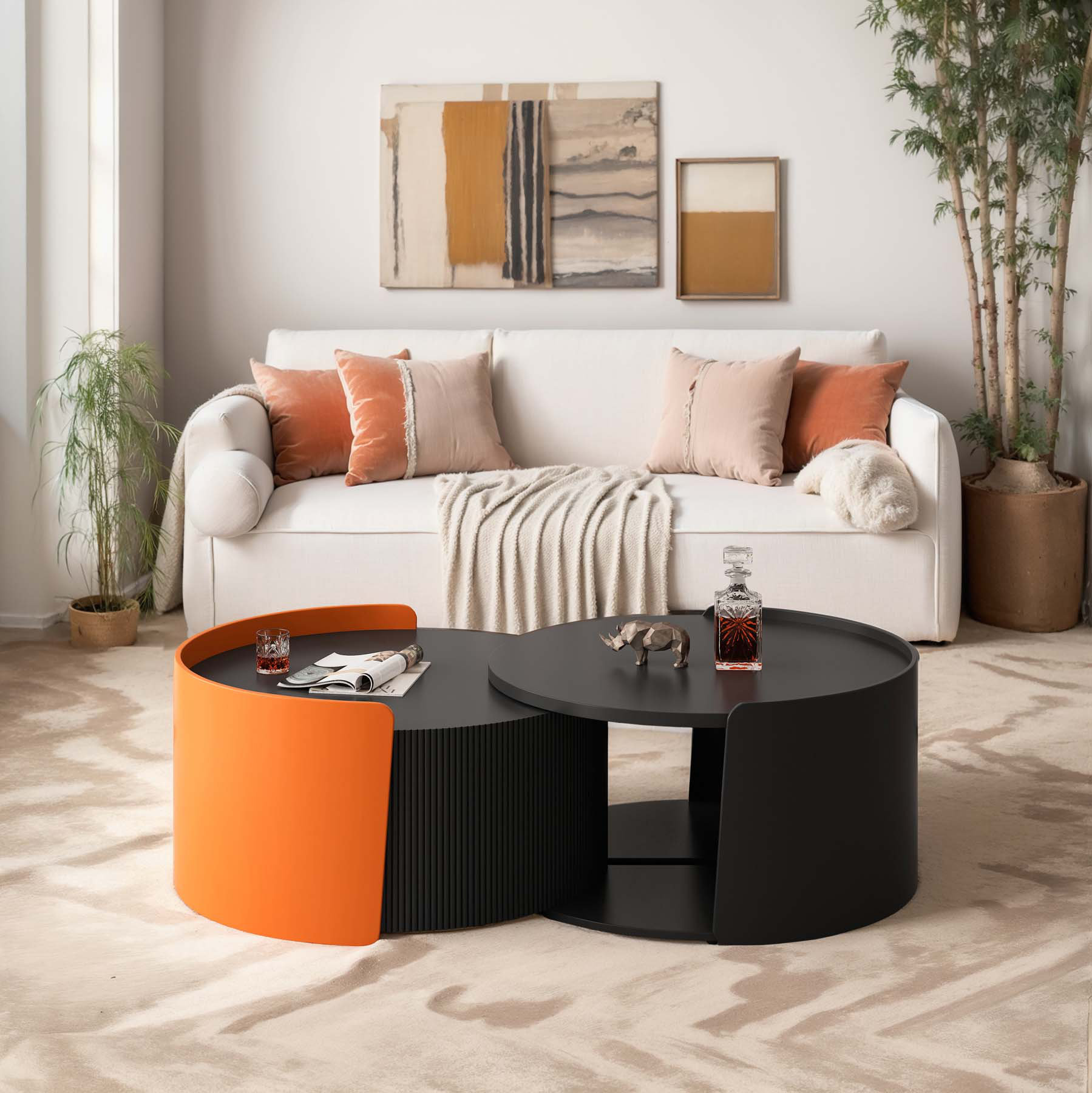 Ivy Bronx Round Nesting Tables and End Tables for Small Space, Modern ...