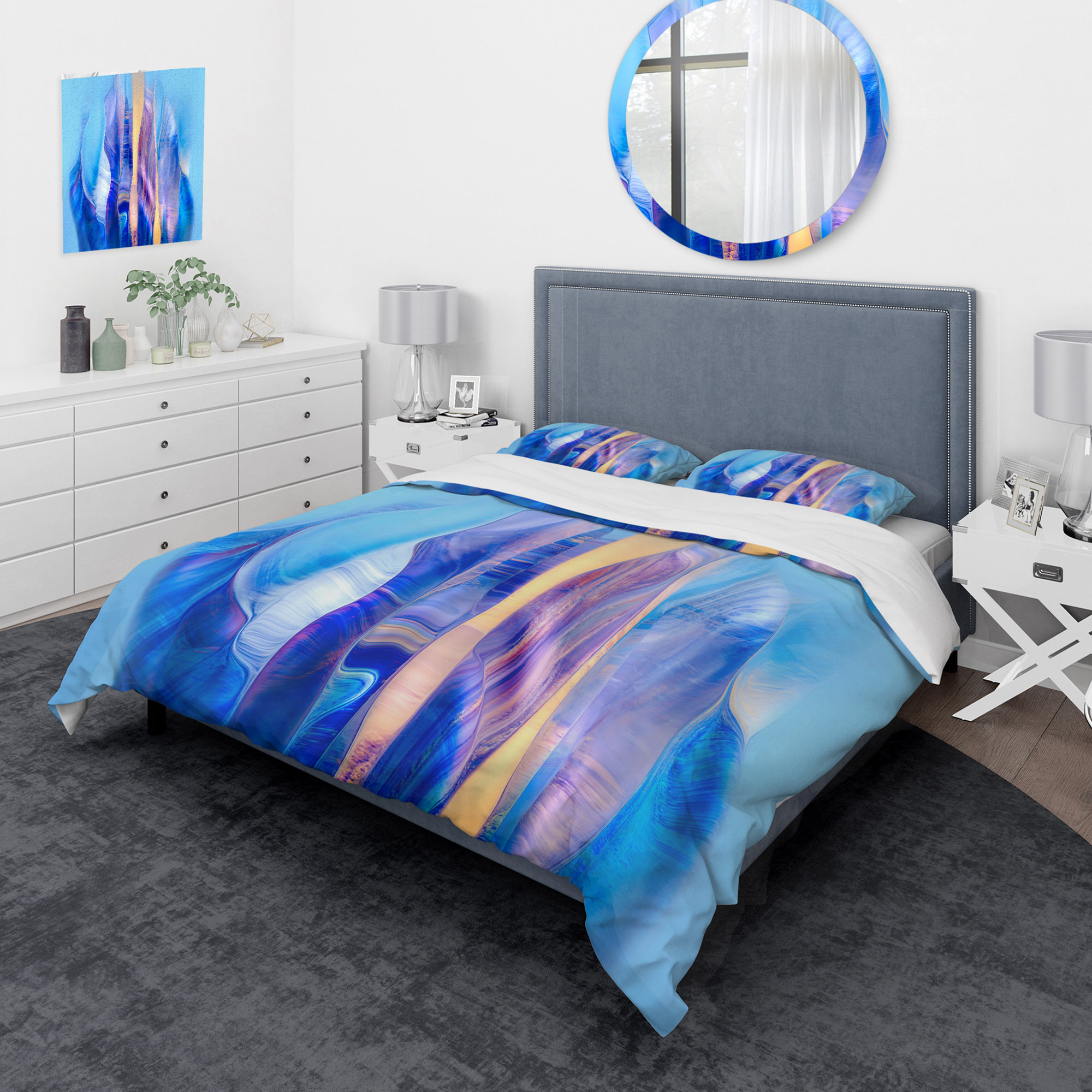 Design Art Colorful Twisted Wavy Shape In Motion I - Modern Duvet Cover ...