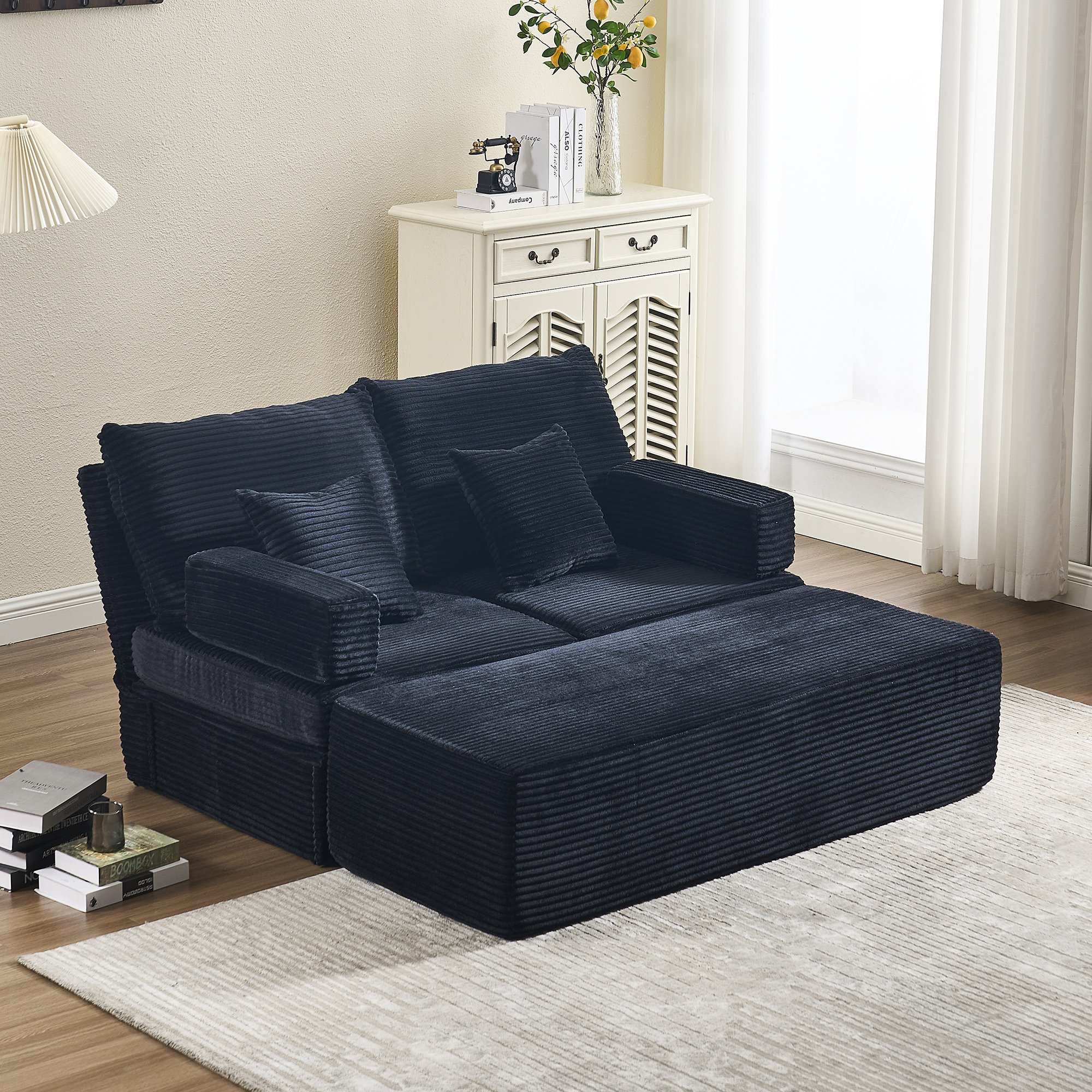 Mercer41 Soft Velvet Foam Sofa Bed Couch With Storage Ottoman | Wayfair