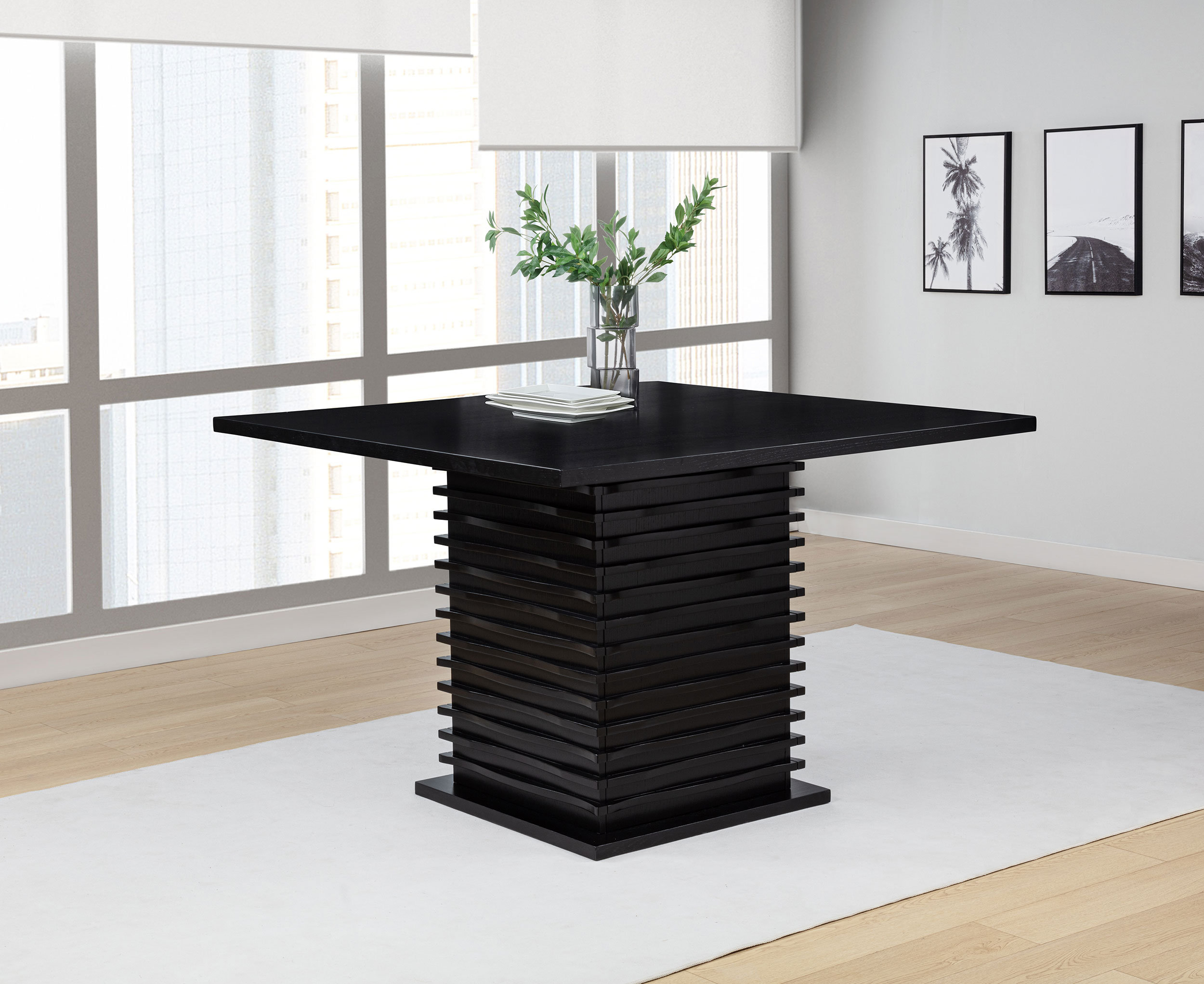 Wade Logan Coad Square 54-inch Counter Height Dining Table Black ...