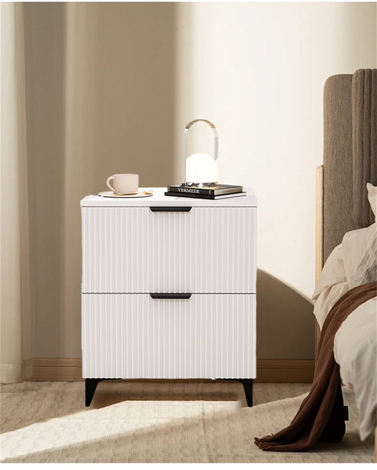 LIWEI Modern 2-Drawer Groove Nightstand – Versatile Bedside Table With Ample Storage | Wayfair