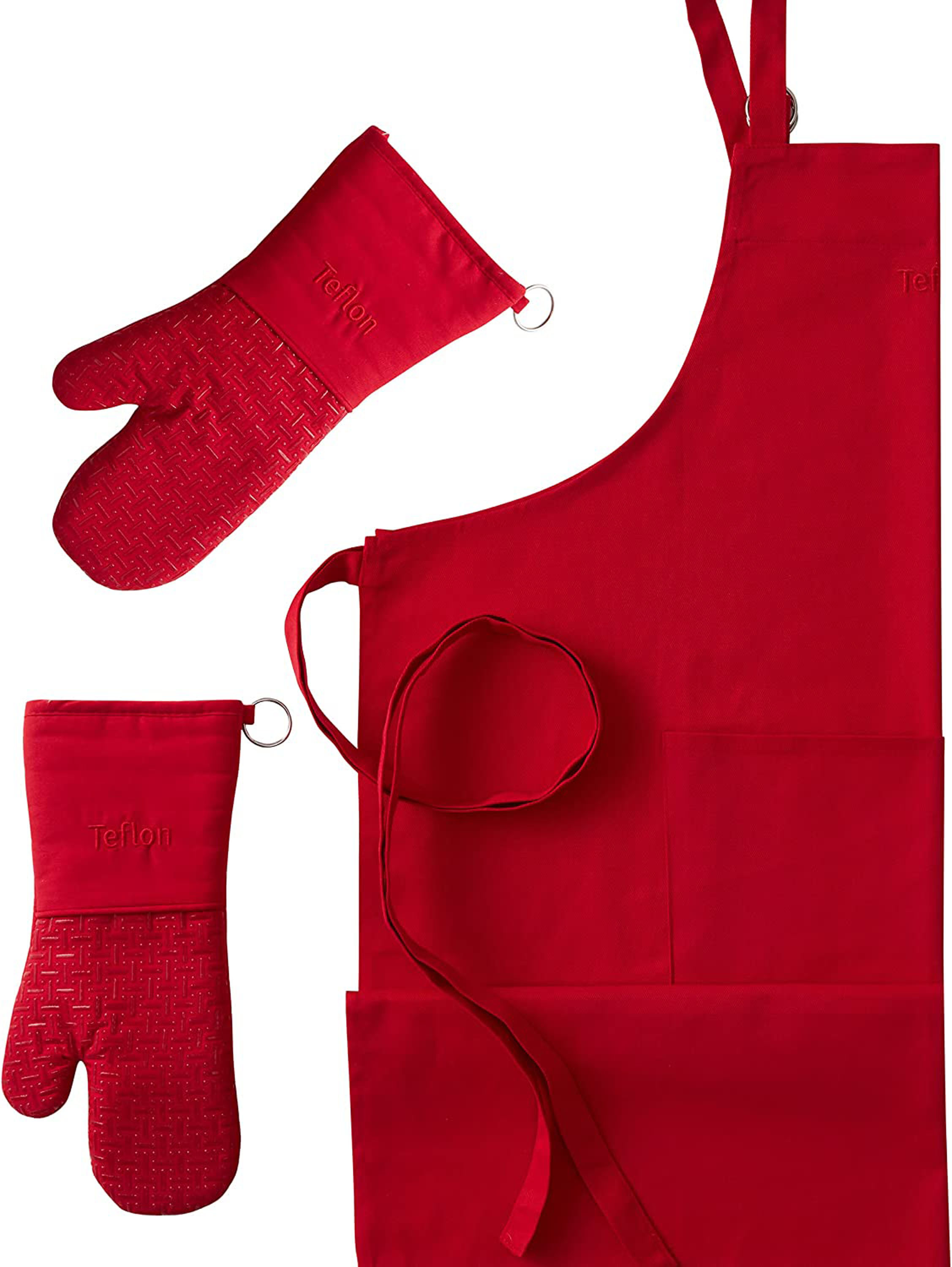 Teflon Polytetrafluoroethylene Apron And Oven Mitt Set, 3-Piece Gray ...