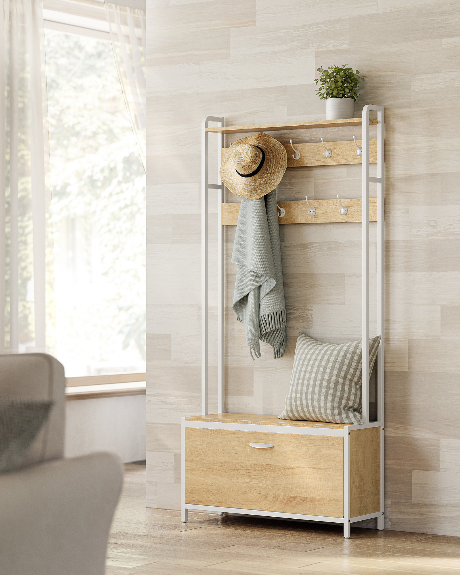 Wade Logan® Hall Tree 33.4'' Wide with Bench and Shoe Storage & Reviews ...