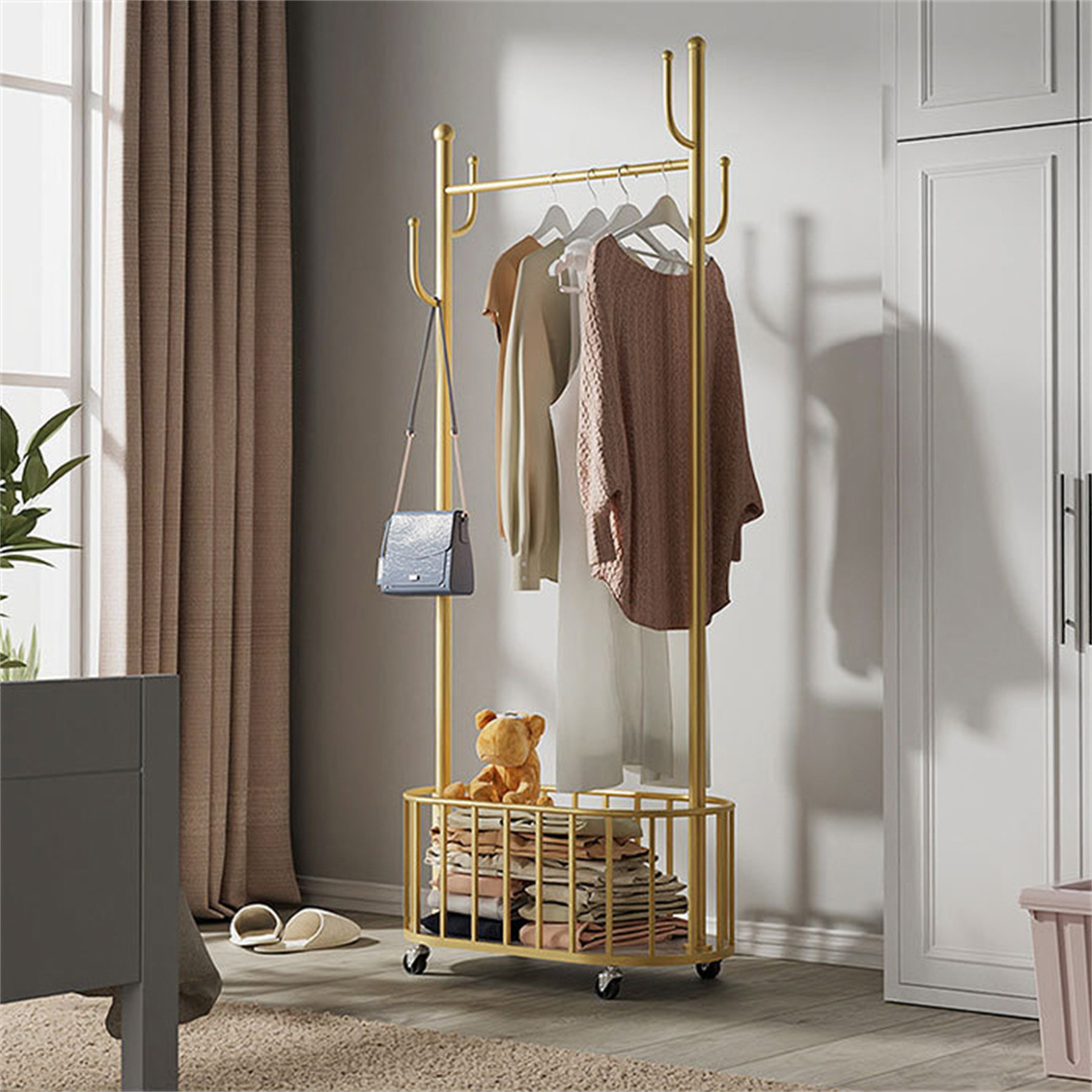 House of Hampton 32'' Metal Rolling Clothes Rack - Wayfair Canada
